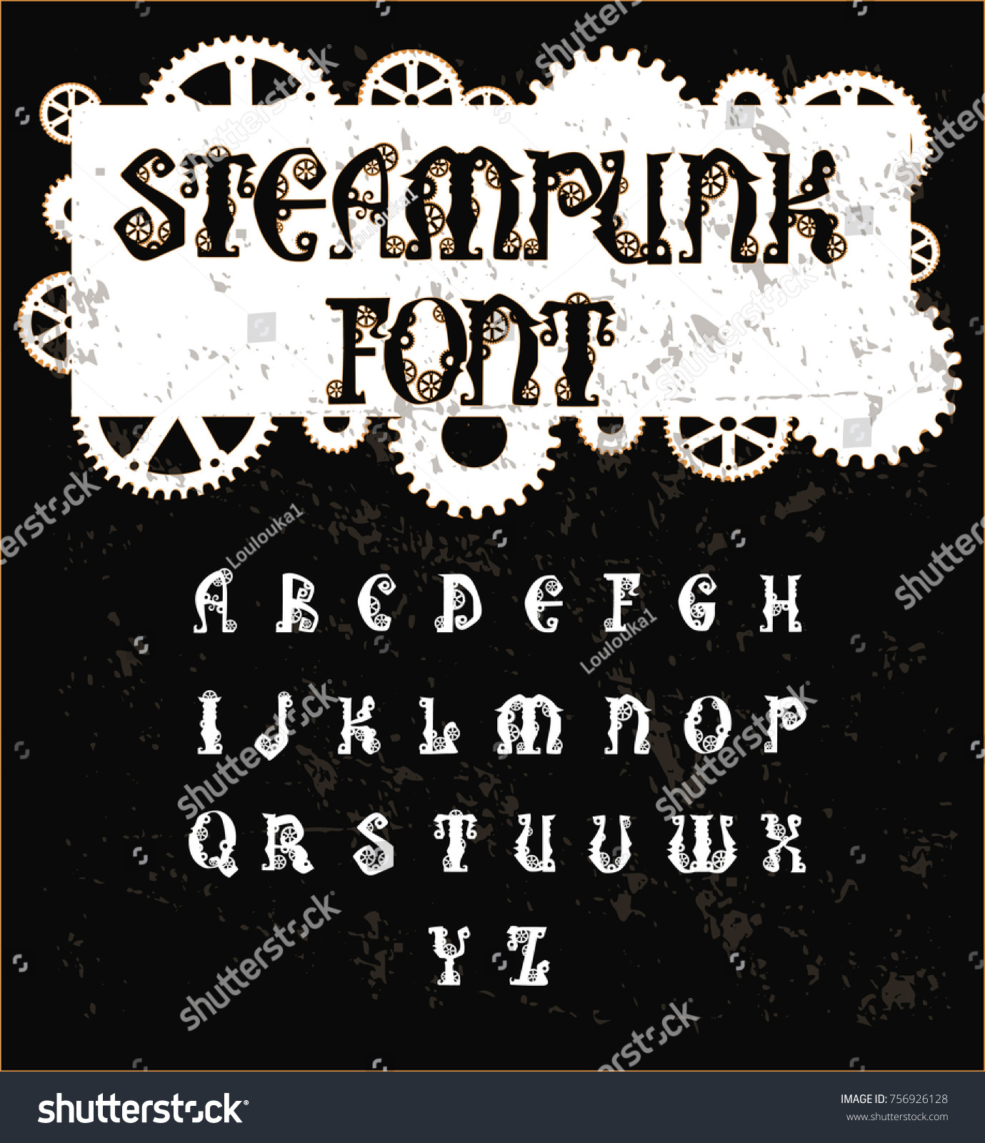 Steampunk Font Retro Vector Font Image vectorielle de stock (libre de ...
