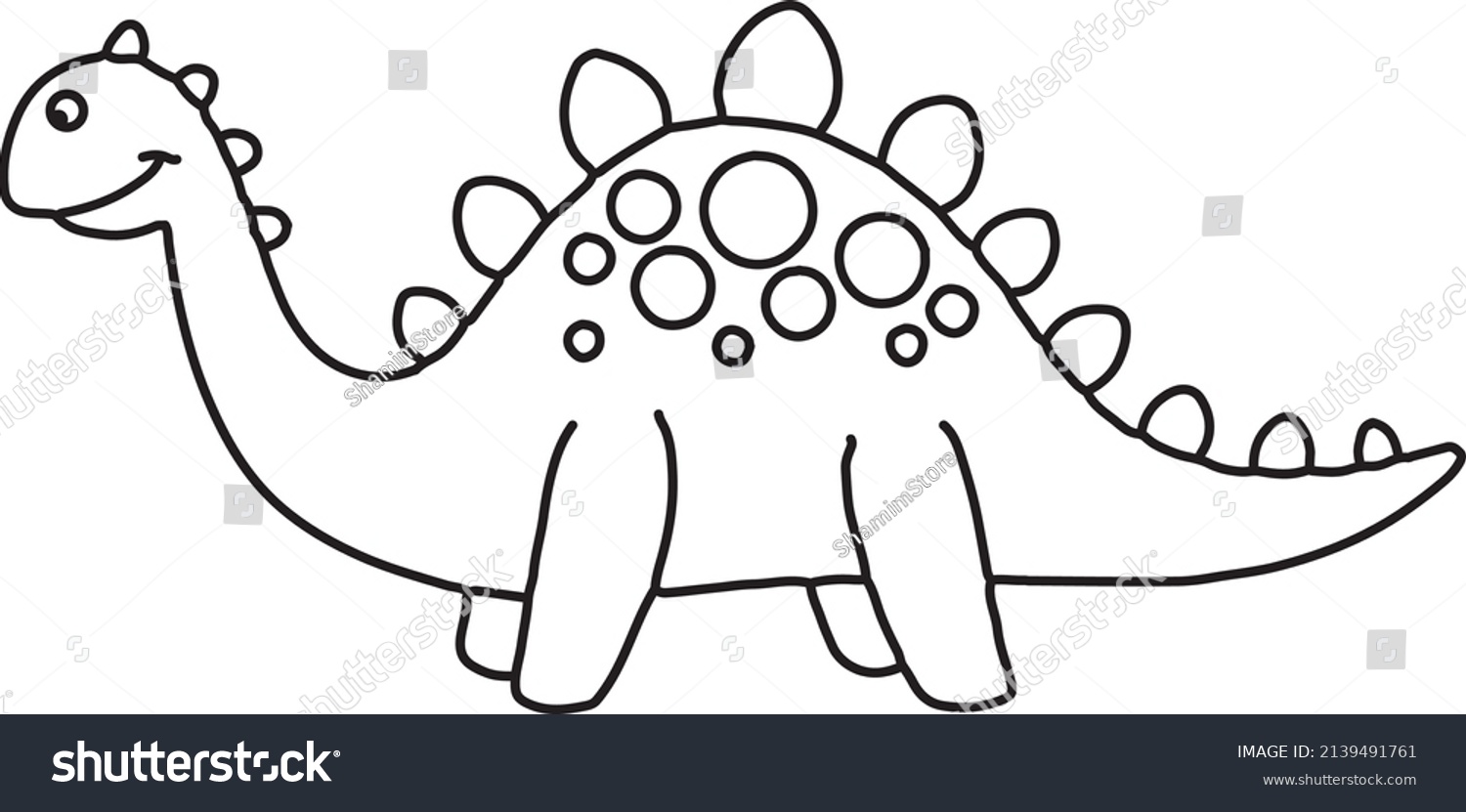 Stegosaurus Line Art Vector Drawing Stock Vector (Royalty Free ...