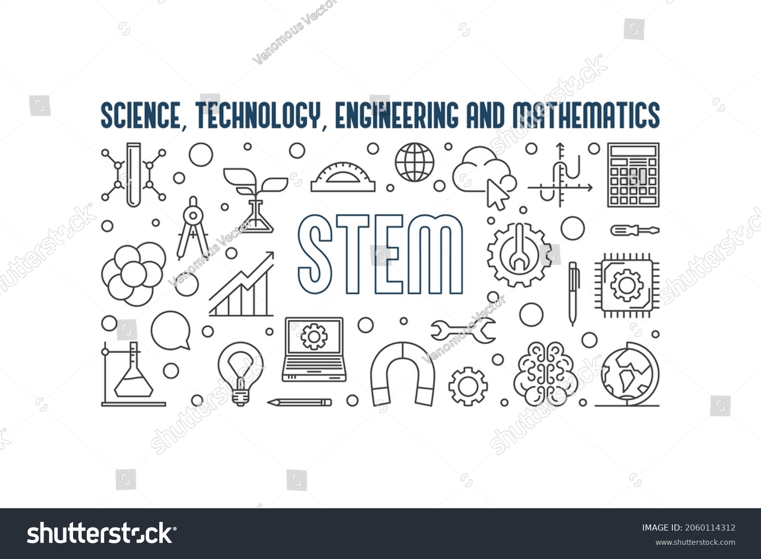 Stem Concept Education Horizontal Banner Science Stock Vector (Royalty ...