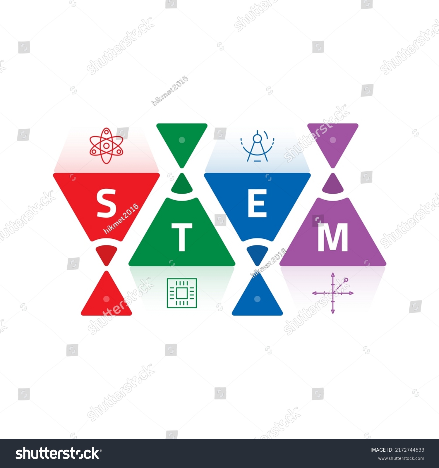 Stem Education Concept Colored Triangles Science Stock Vector (Royalty ...