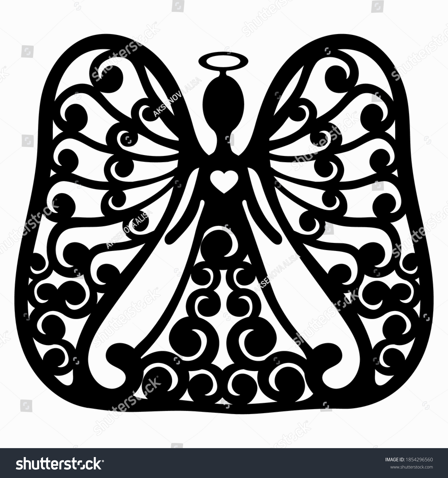 Stencil Angel Laser Cutting Stock Vector (Royalty Free) 1854296560 ...