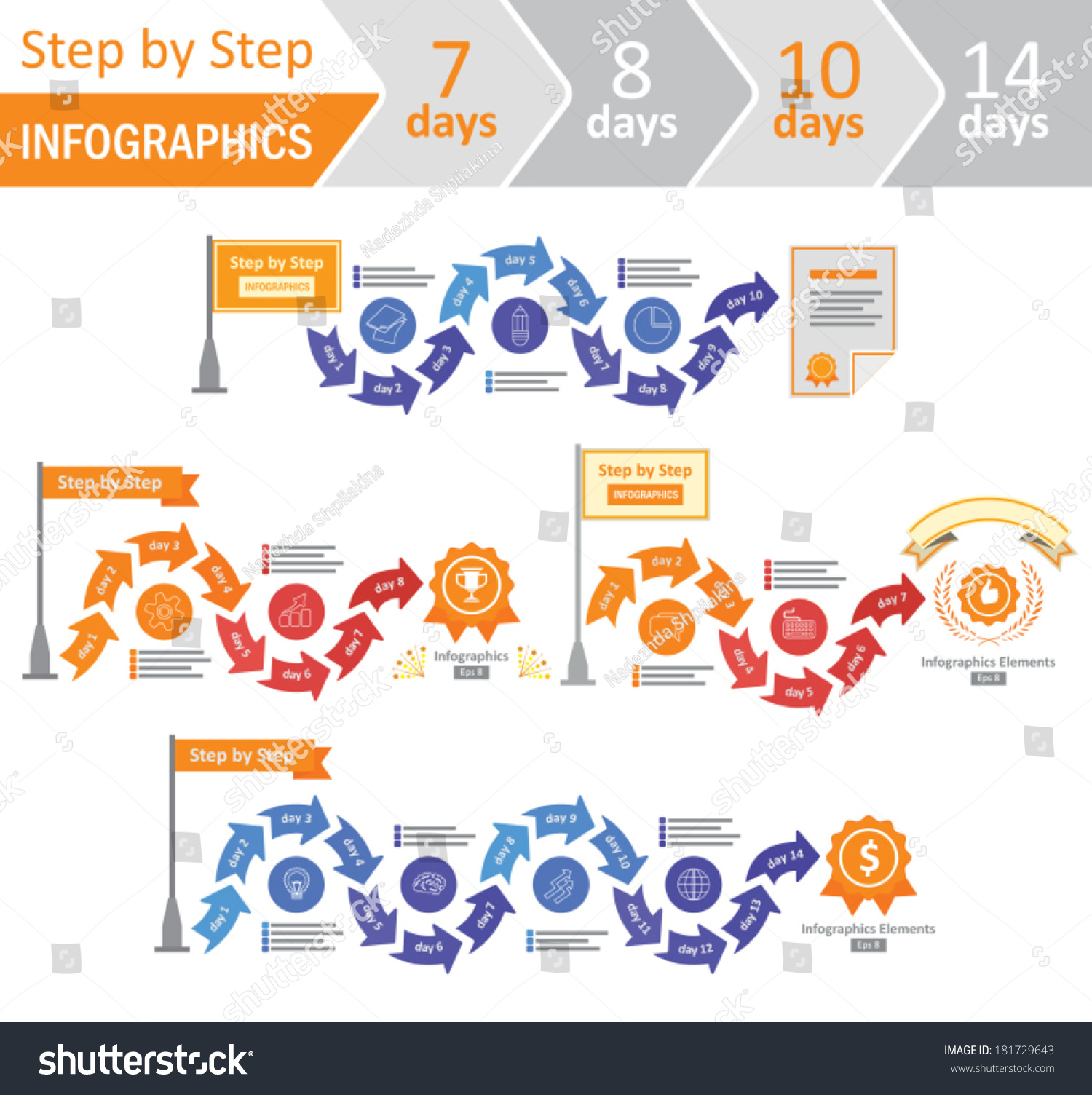 Step By Step Infographics 7 8: vector de stock (libre de regalías ...