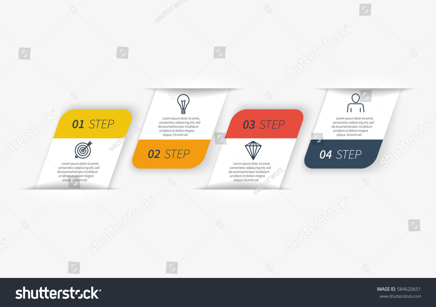 Step By Step Vector Infographics Element: เวกเตอร์สต็อก (ปลอดค่า ...