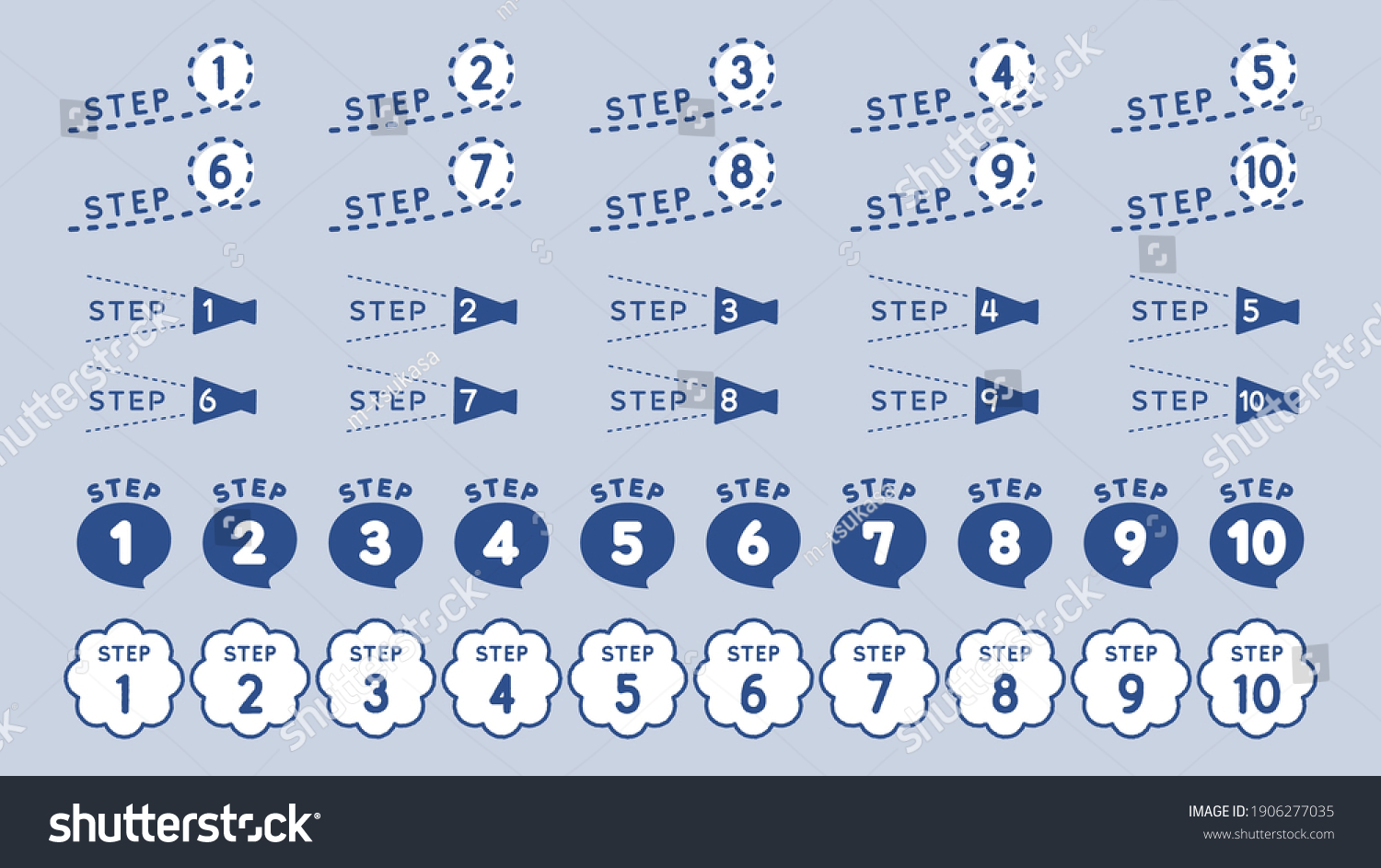 Step Heading Icon Set 1 Color Stock Vector (Royalty Free) 1906277035 ...