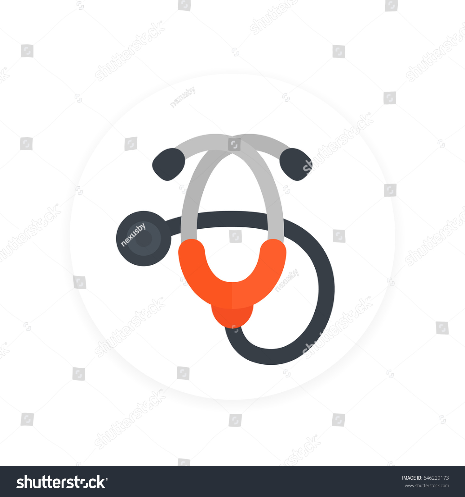 Stethoscope Icon Flat Style Stock Vector (Royalty Free) 646229173 | Shutterstock