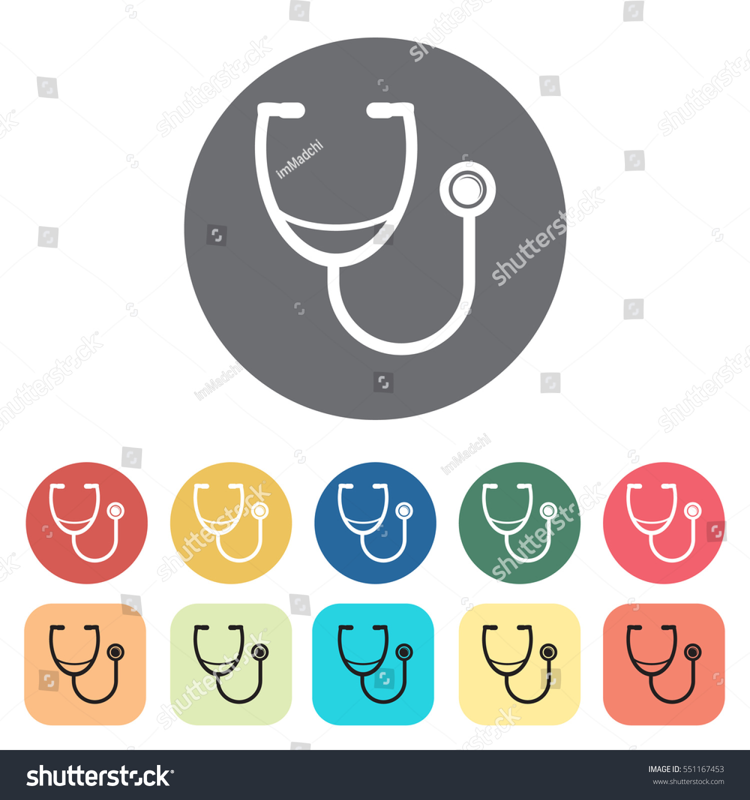 Stethoscope Icons Setvector Illustration Stock Vector (Royalty Free ...