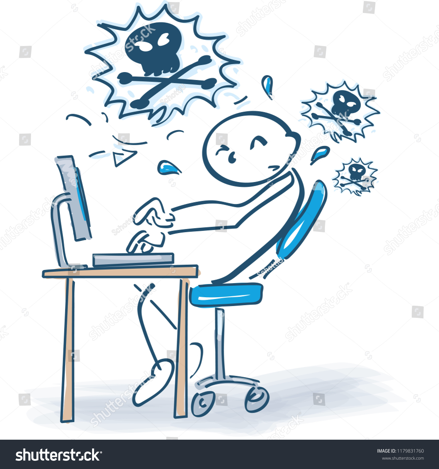 Stick Figure Frustration Computer: เวกเตอร์สต็อก (ปลอดค่าลิขสิทธิ์ ...