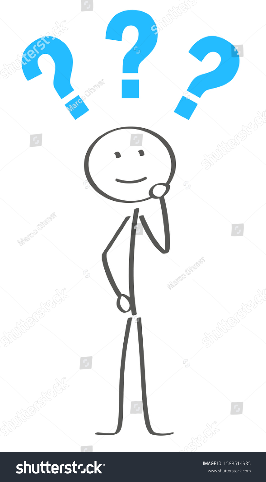 Stick Figure Blue Question Mark: vector de stock (libre de regalías ...