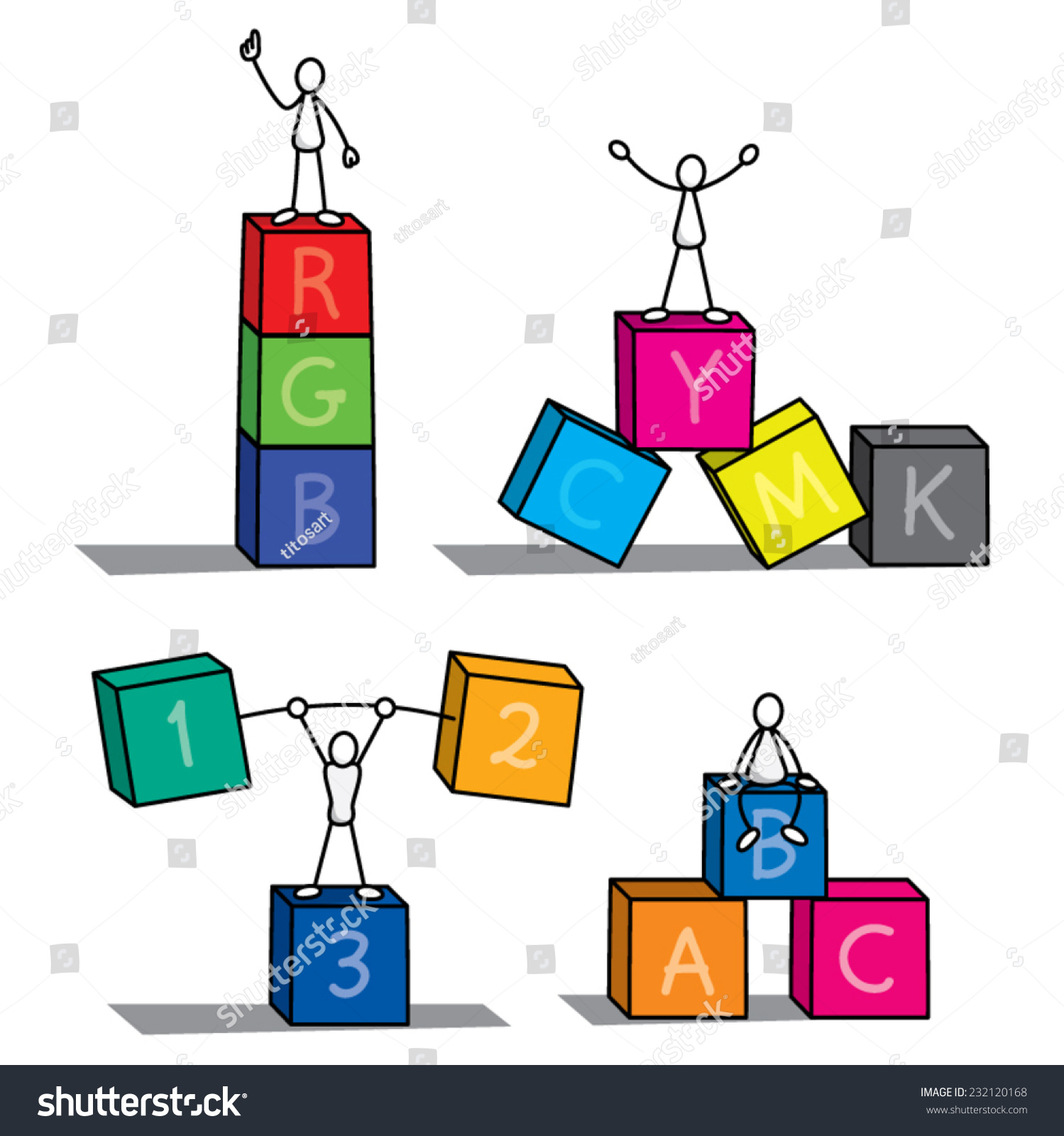 Stick Figure Cartoon Boxes Stock Vector (Royalty Free) 232120168 ...