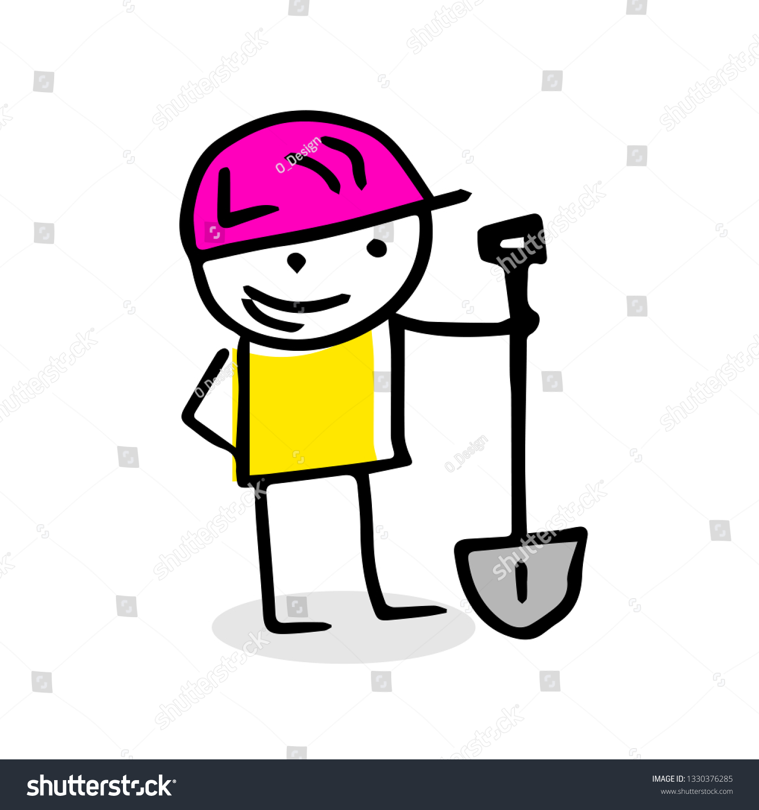 Stick Figure Construction Worker Vector Drawing : image vectorielle de ...