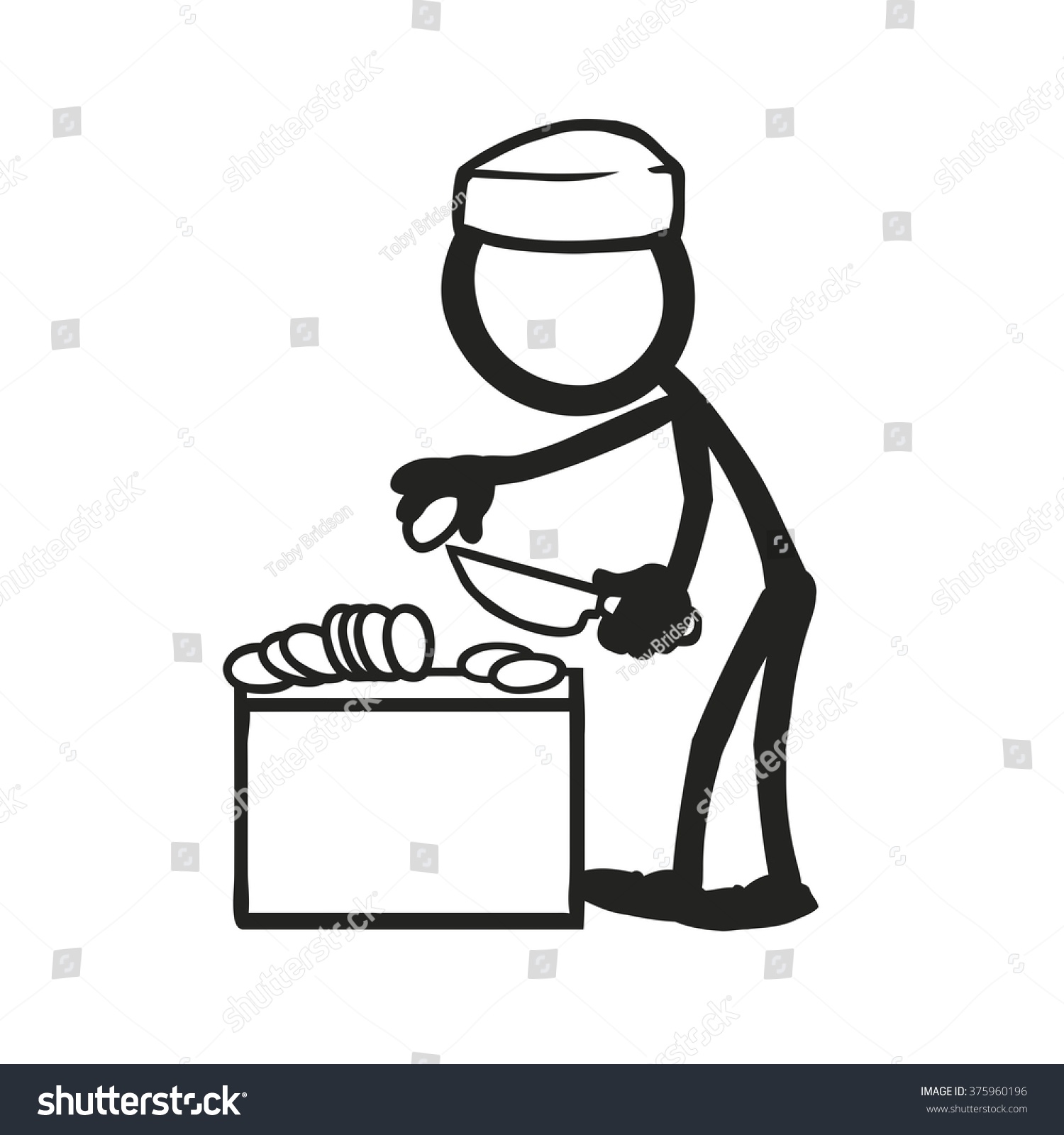 Stick Figure Cooking Chopping: vector de stock (libre de regalías ...