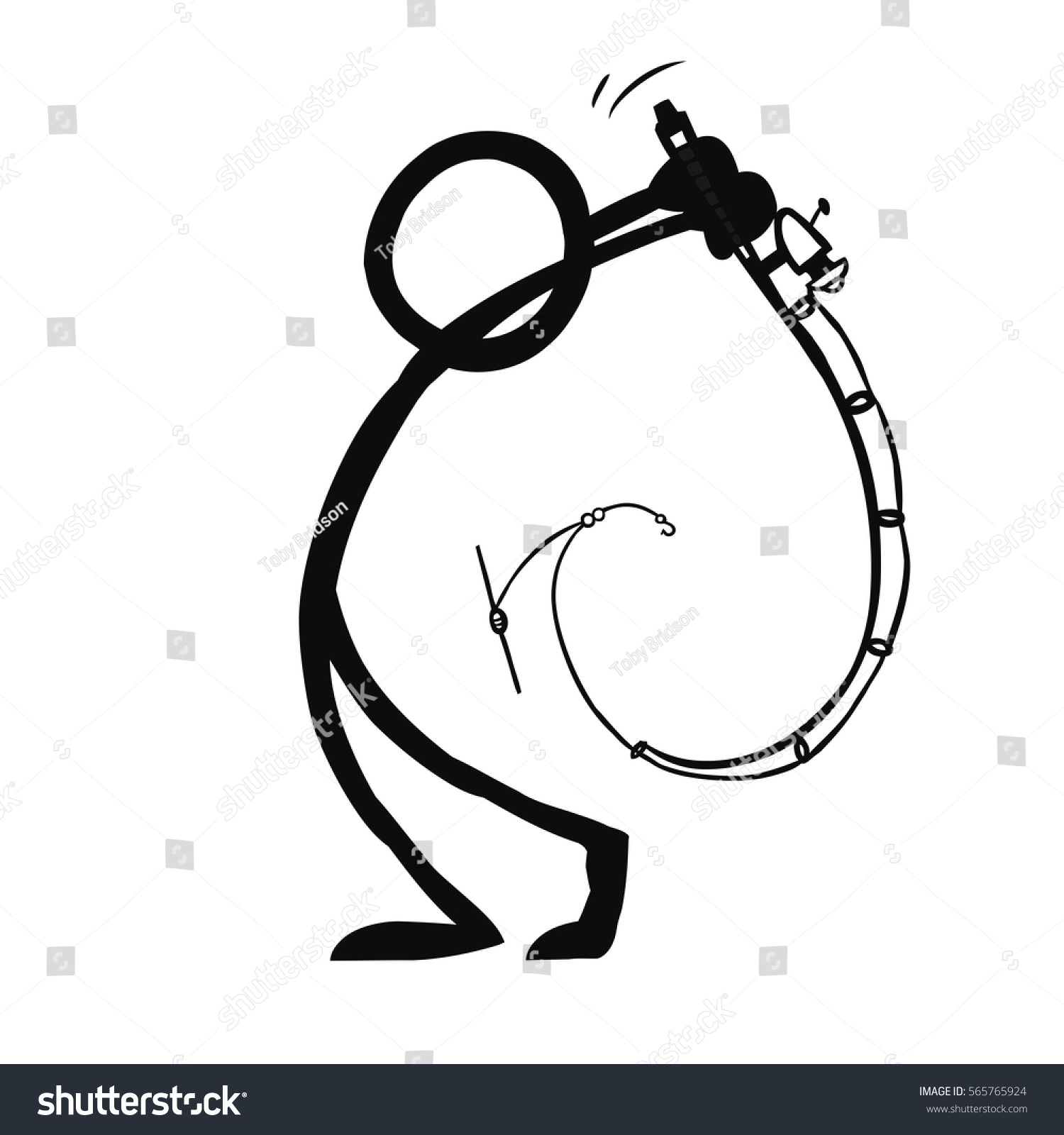 Stick Figure Fishing Casting Stock Vector (Royalty Free) 565765924