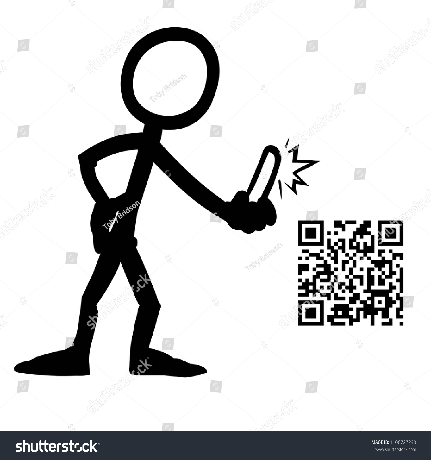 Stick Figure Mobile Phone Scan Code Stock Vector (Royalty Free) 1106727290