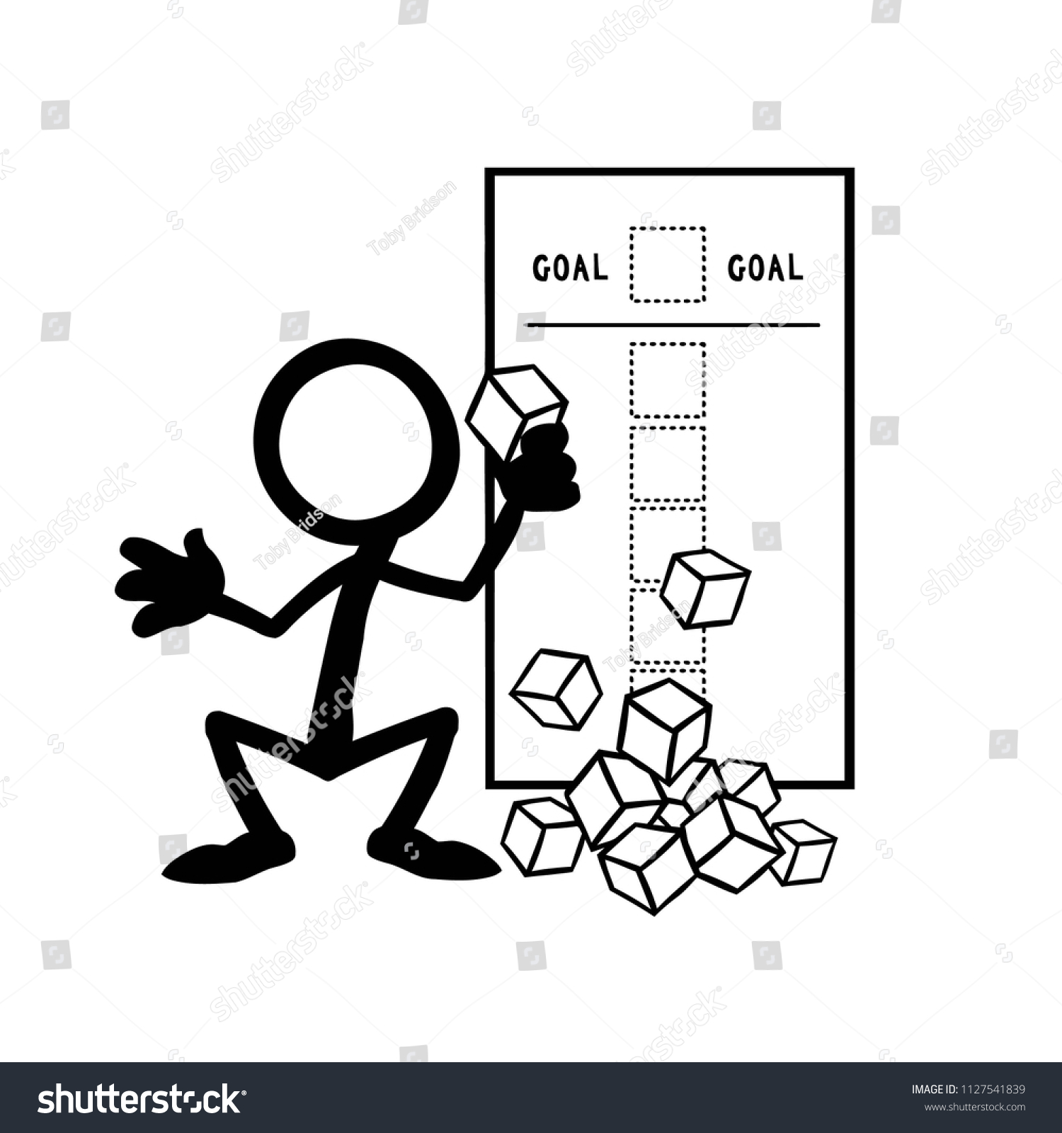Stick Figure Planning Block Stack: immagine vettoriale stock (royalty ...