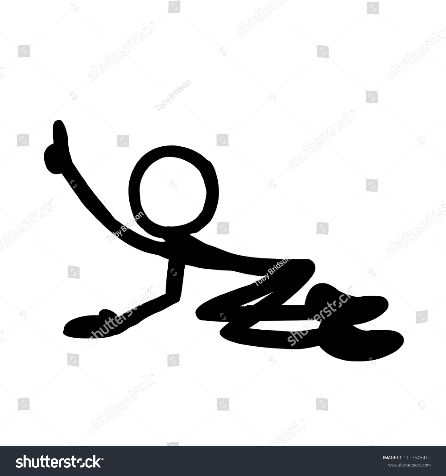 Stick Figure Pointing Crouching 库存矢量图（免版税）1127548412