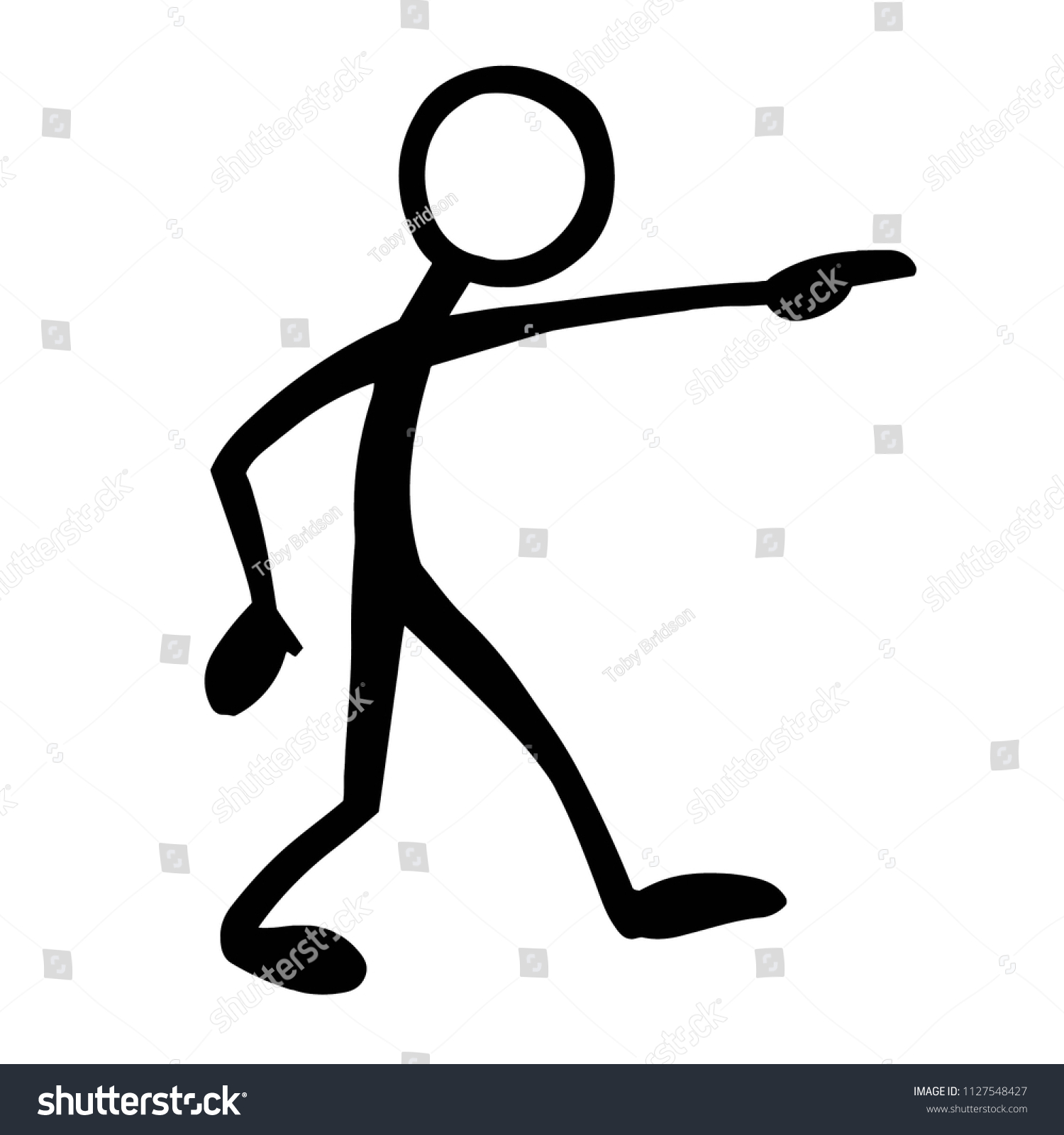 Stick Figure Pointing Right: เวกเตอร์สต็อก (ปลอดค่าลิขสิทธิ์) 1127548427