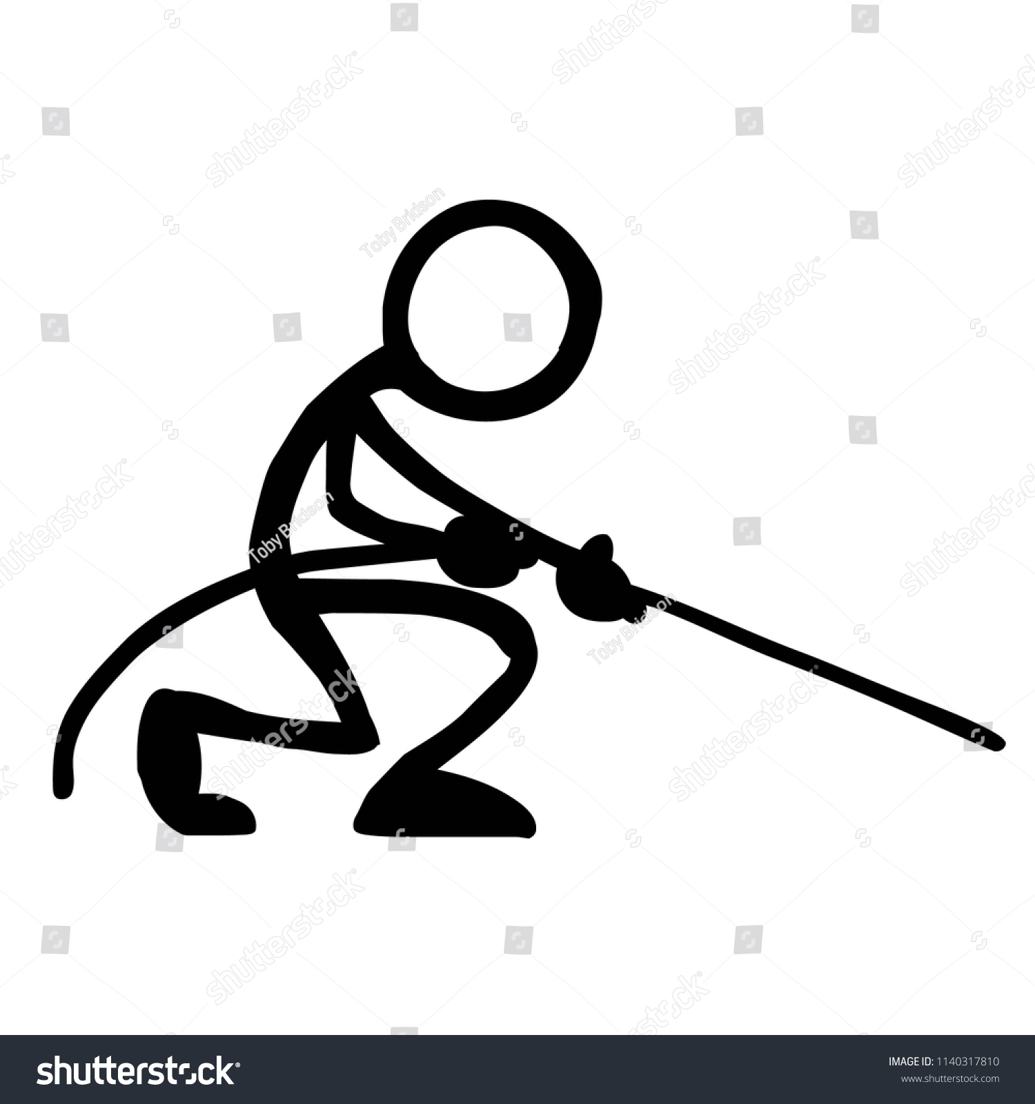 Stick Figure Pulling Rope Crouch: vector de stock (libre de regalías ...