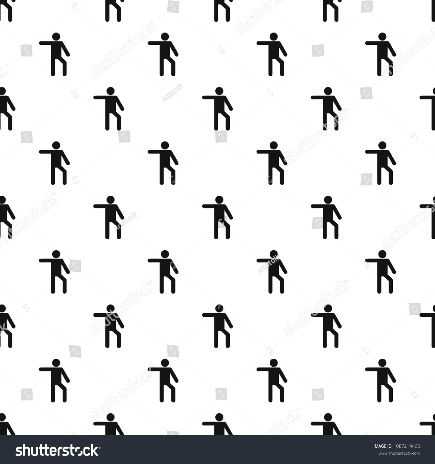 Vektor Stok Stick Figure Stickman Pattern Vector Seamless (Tanpa ...