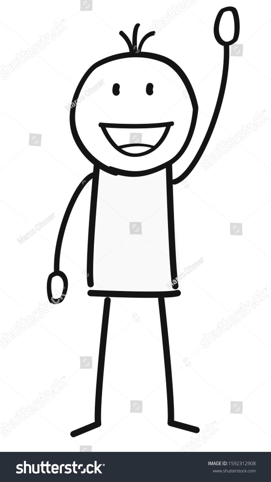 Stick Figure Waves Laughs 스톡 벡터(로열티 프리) 1592312908 | Shutterstock