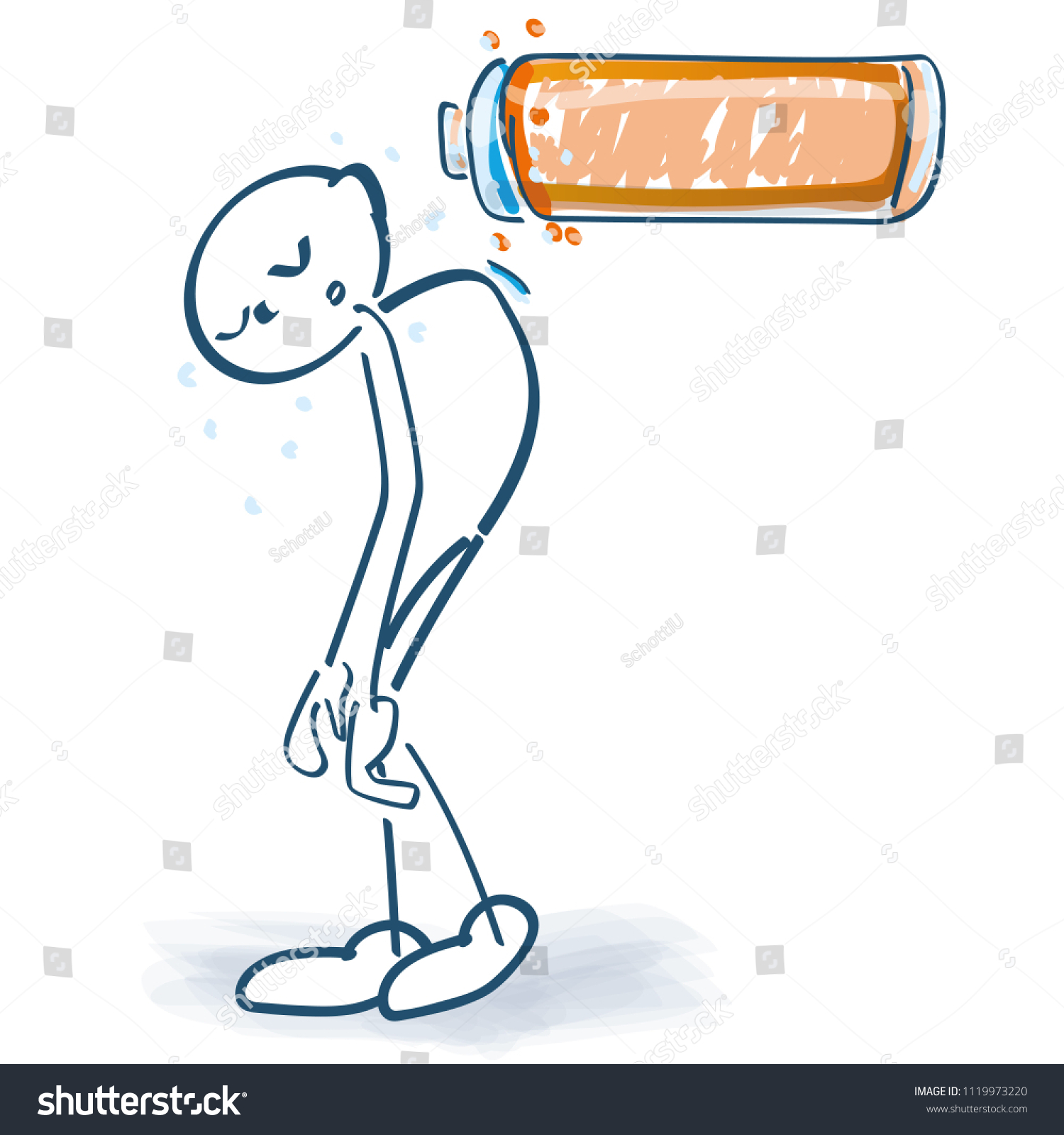 Stick Figure Empty Battery Stock Vector (Royalty Free) 1119973220
