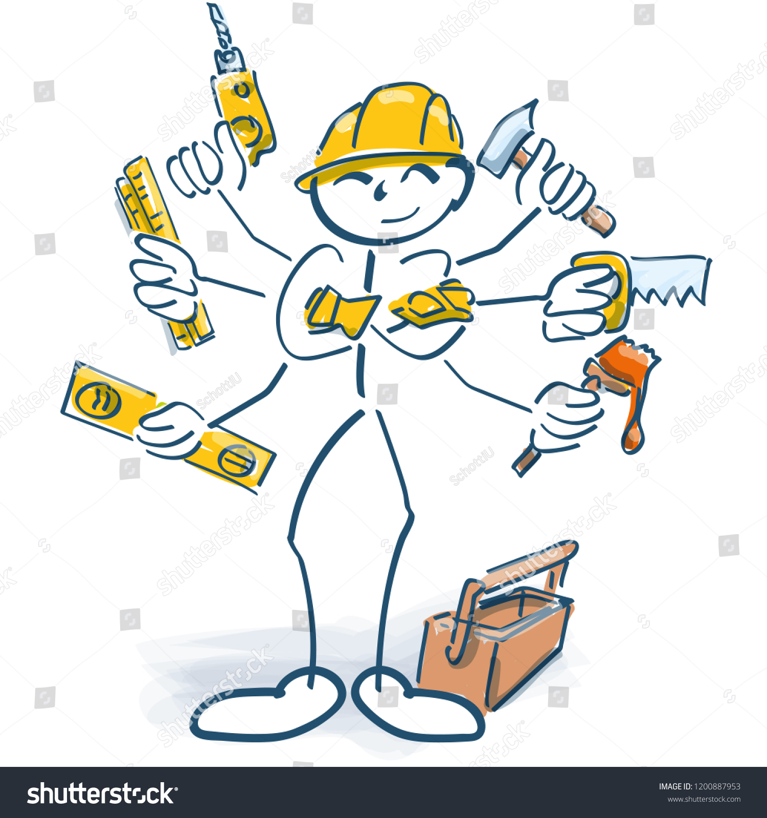 Stick Figures Craftsman Multitasking Stock Vector (Royalty Free ...