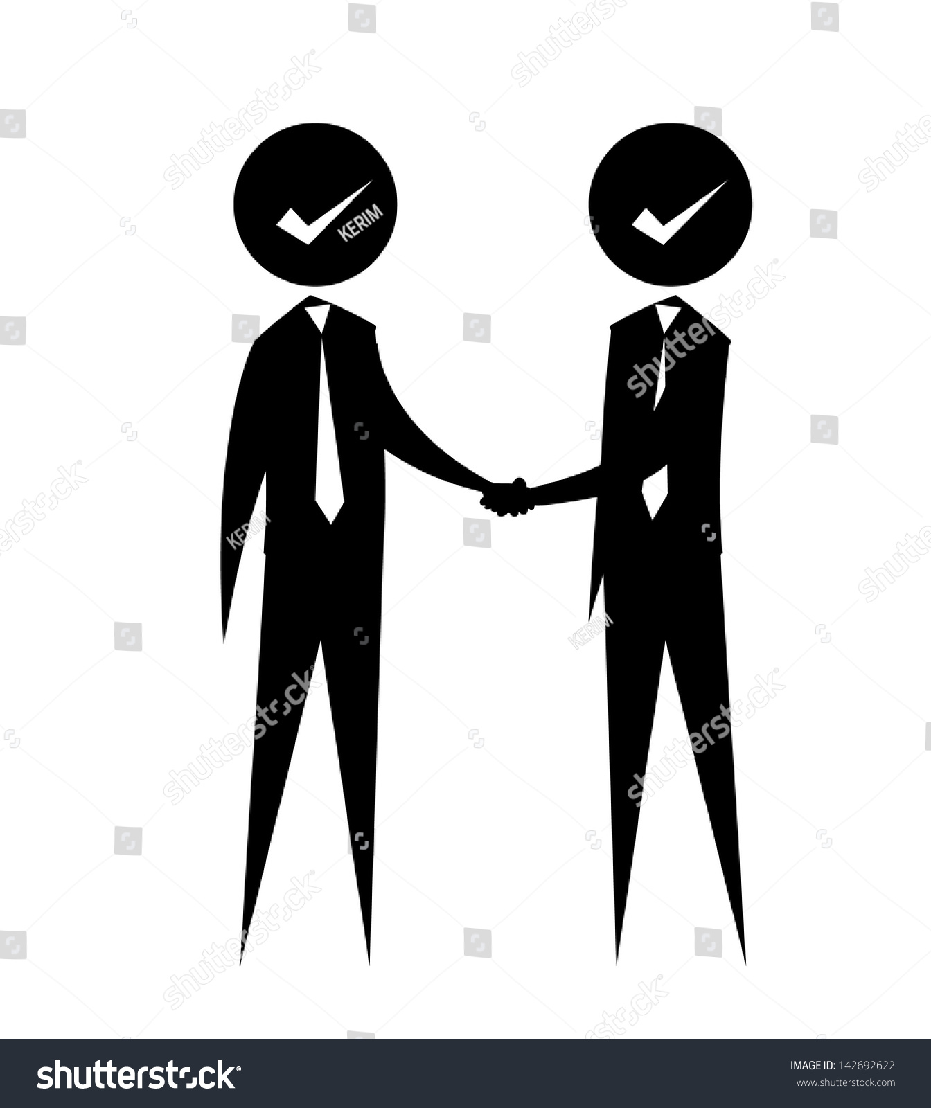 Stick Figures Shake Hands: vector de stock (libre de regalías) 142692622