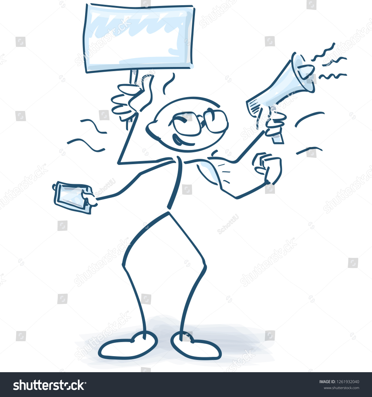 Stick Figures Multiple Hands Multitasking Stock Vector (Royalty Free ...