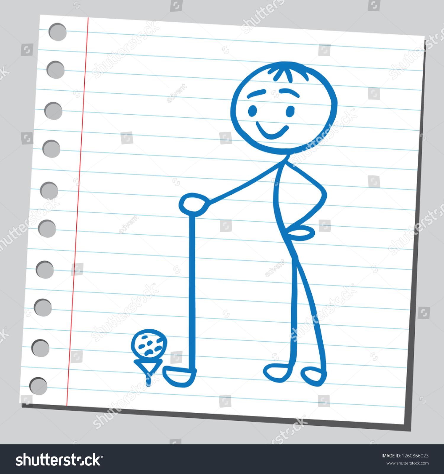 Stick Man Golf Player Stock Vector (Royalty Free) 1260866023