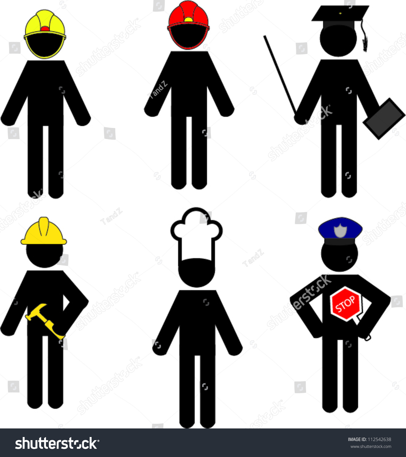 Stick Man Professions: vector de stock (libre de regalías) 112542638 ...