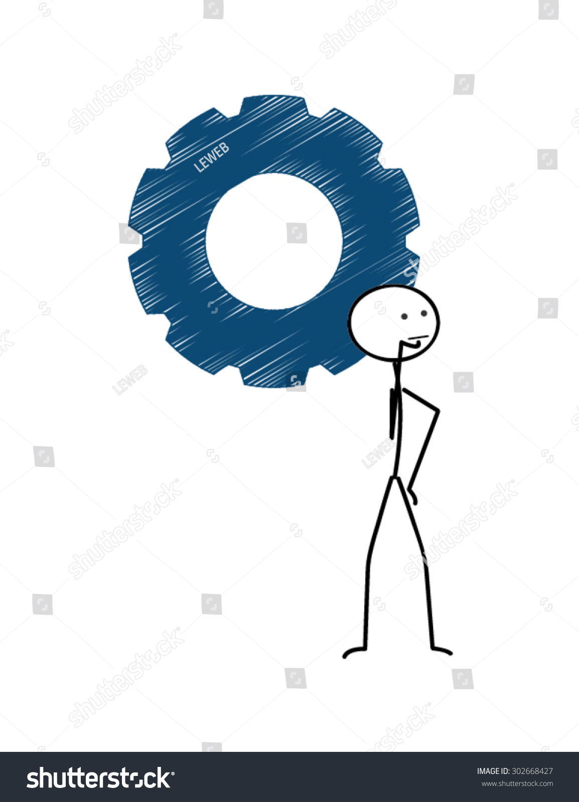 Stick Man Stick Figure Thinking Work Stock Vector (Royalty Free ...