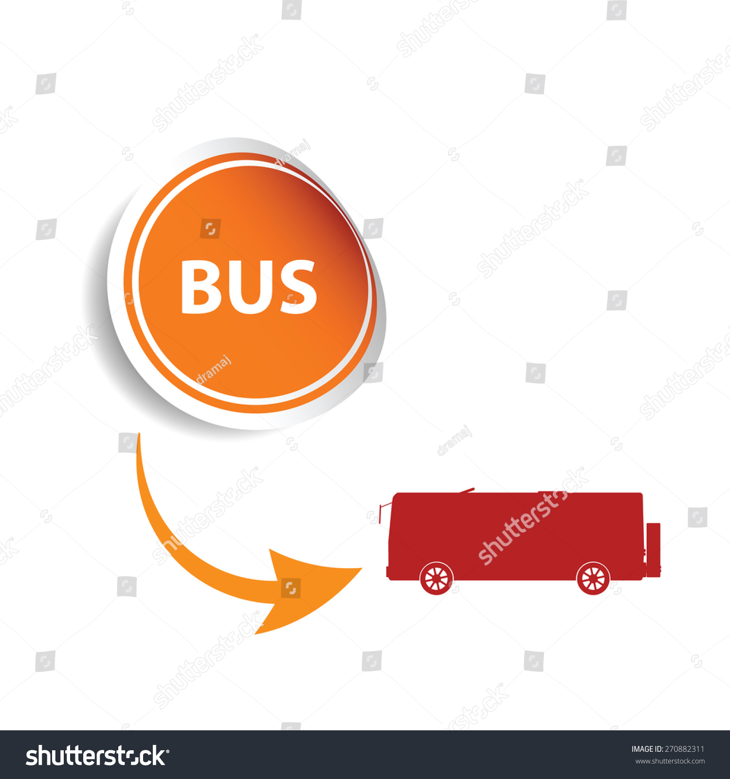 Sticker Bus Orange Art Vector Stock Vector (Royalty Free) 270882311 ...