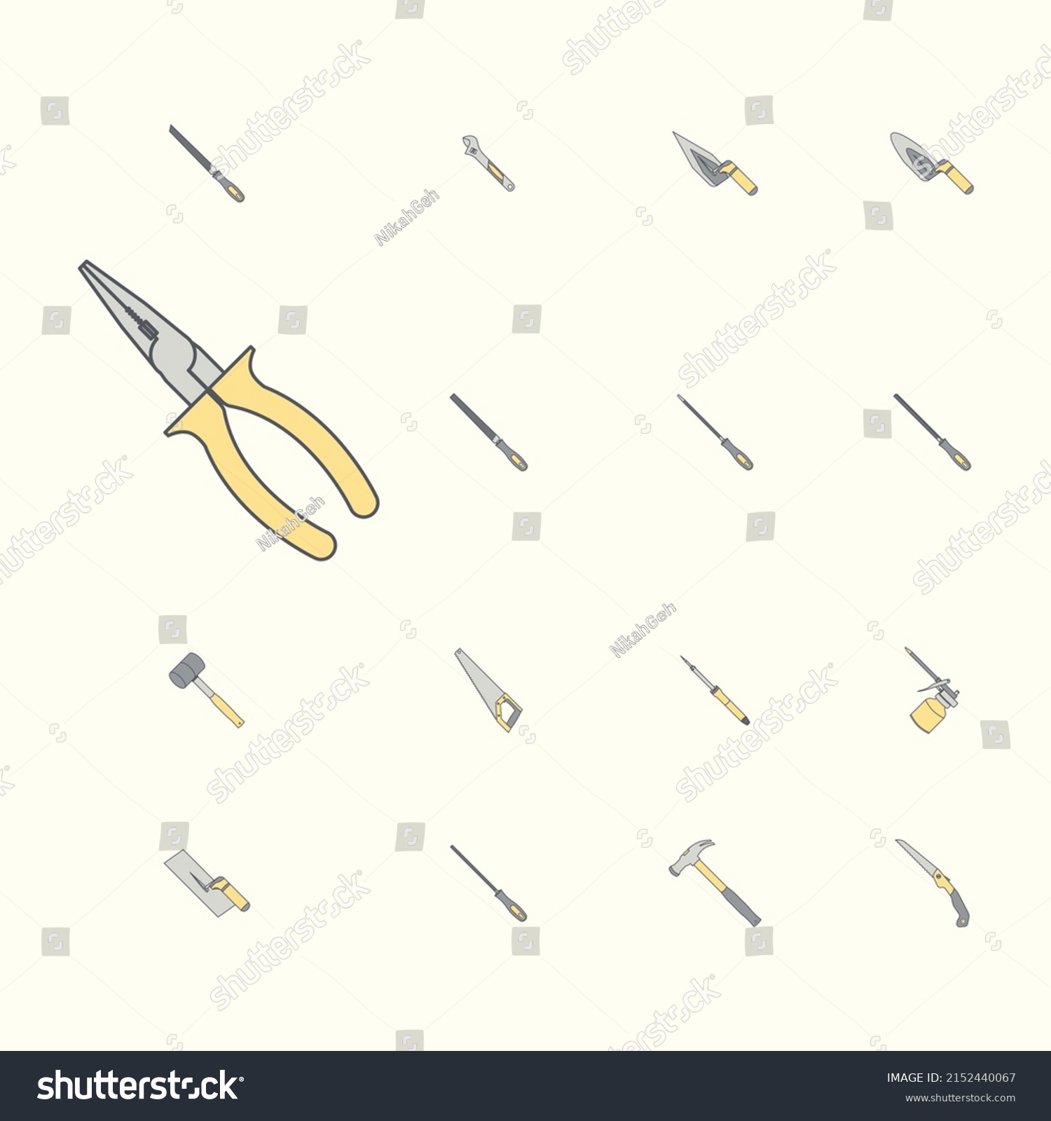 Sticker Construction Tools Icon Set Stock Vector (Royalty Free ...