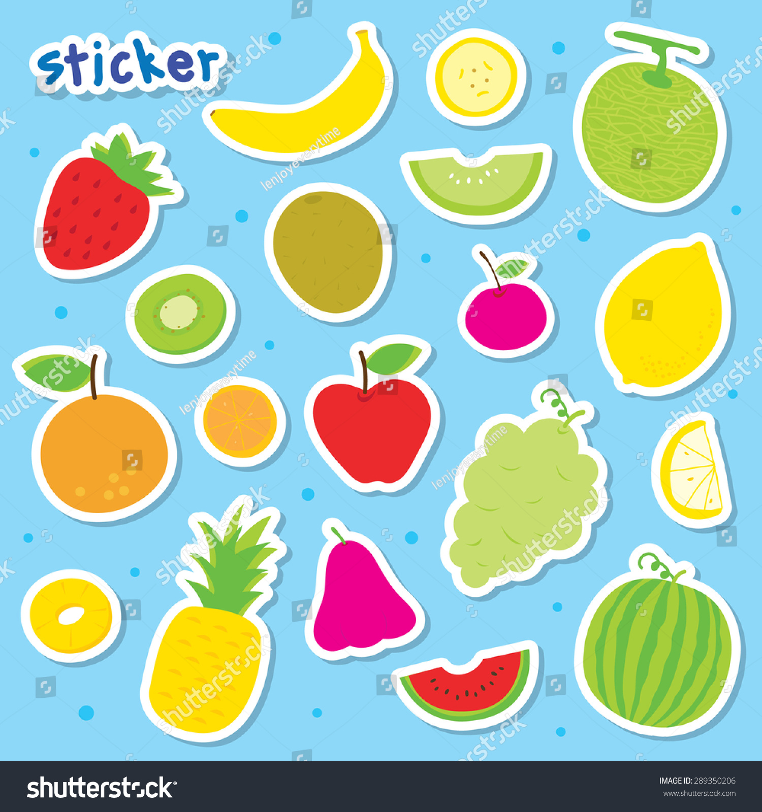 Sticker Fruit Cute Cartoon Vector: เวกเตอร์สต็อก (ปลอดค่าลิขสิทธิ์ ...
