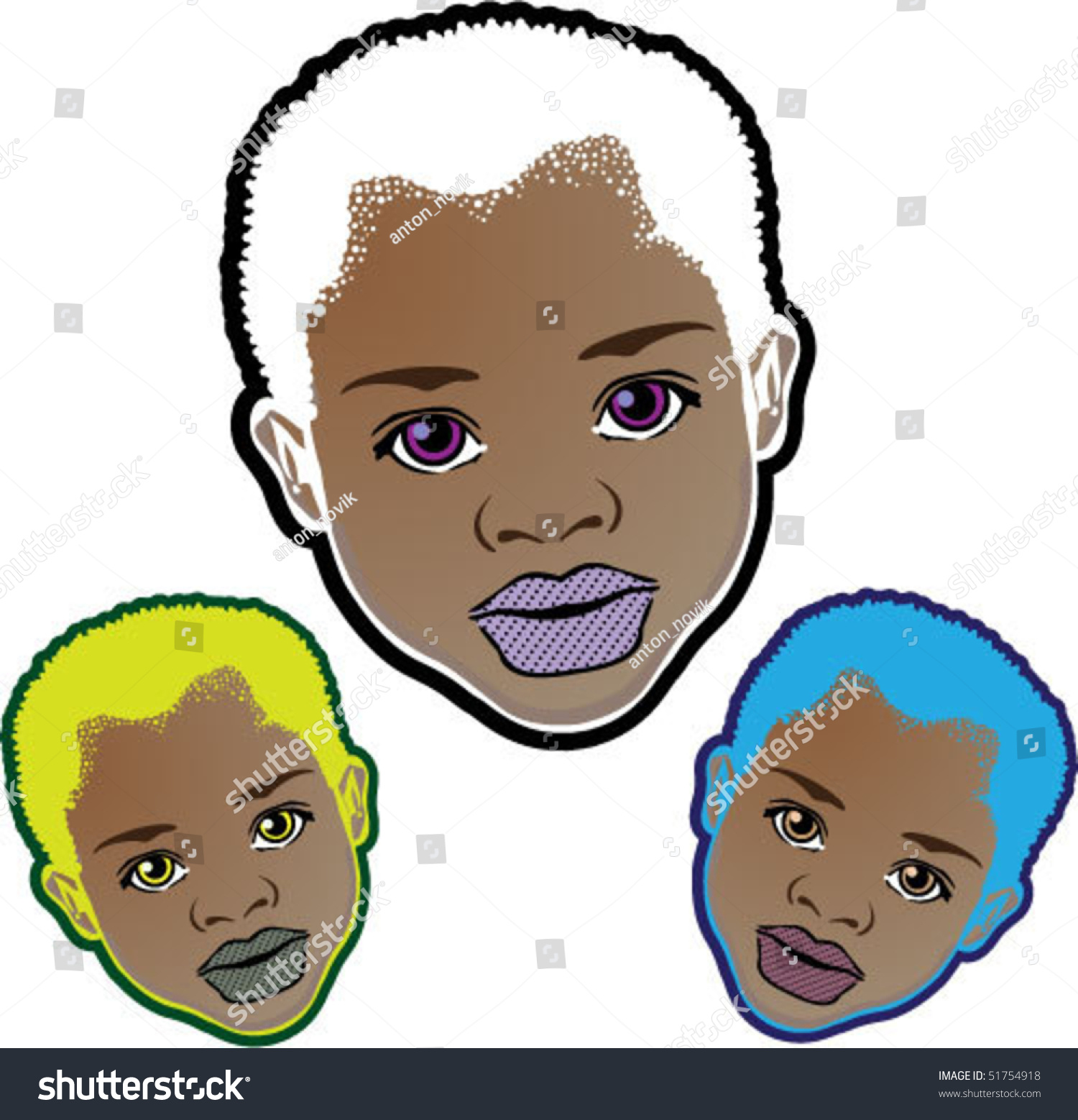 Sticker Like Afro Kids Stock Vector (Royalty Free) 51754918