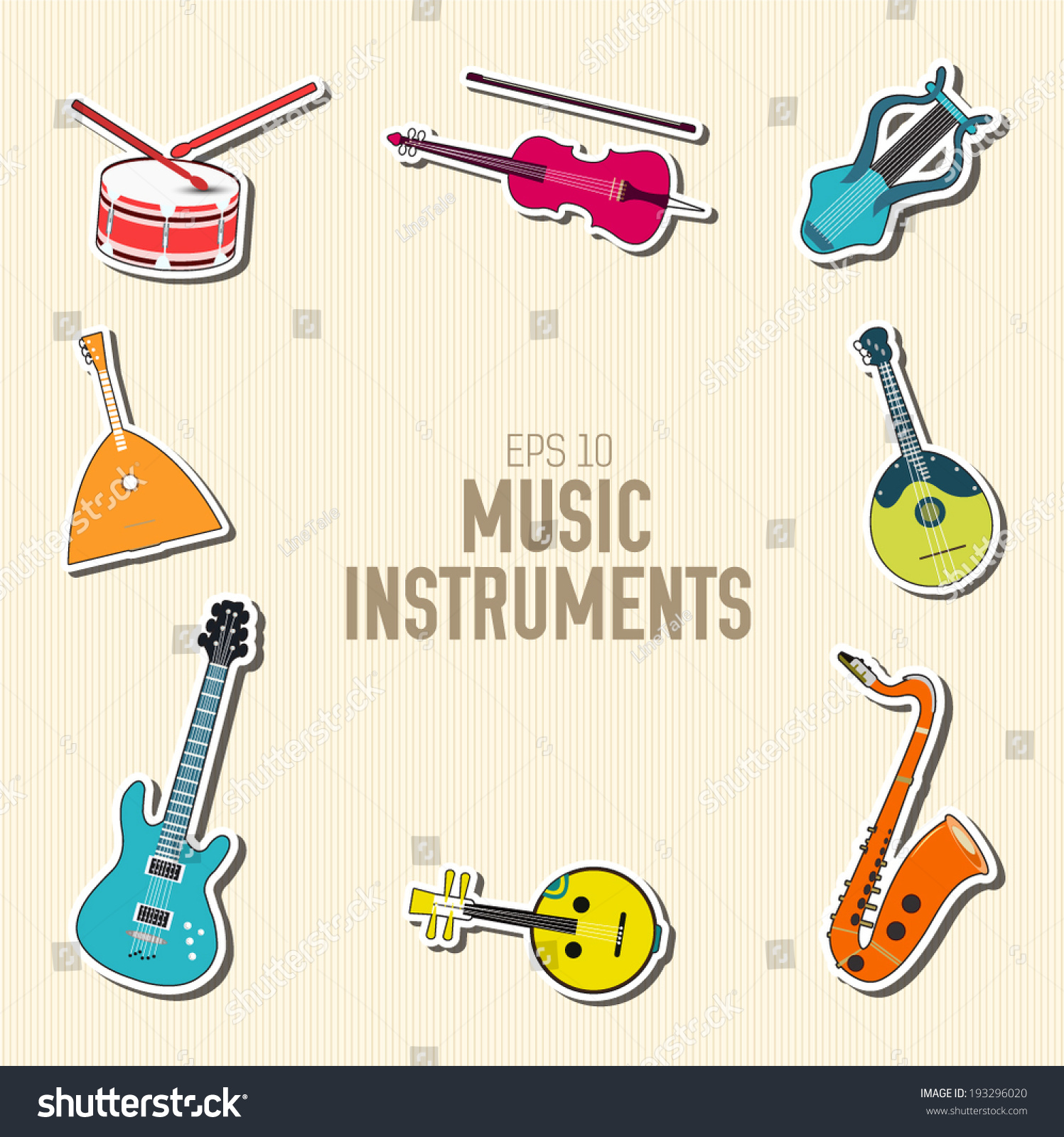 Sticker Music Instruments Background Concept Vector Stock Vector ...