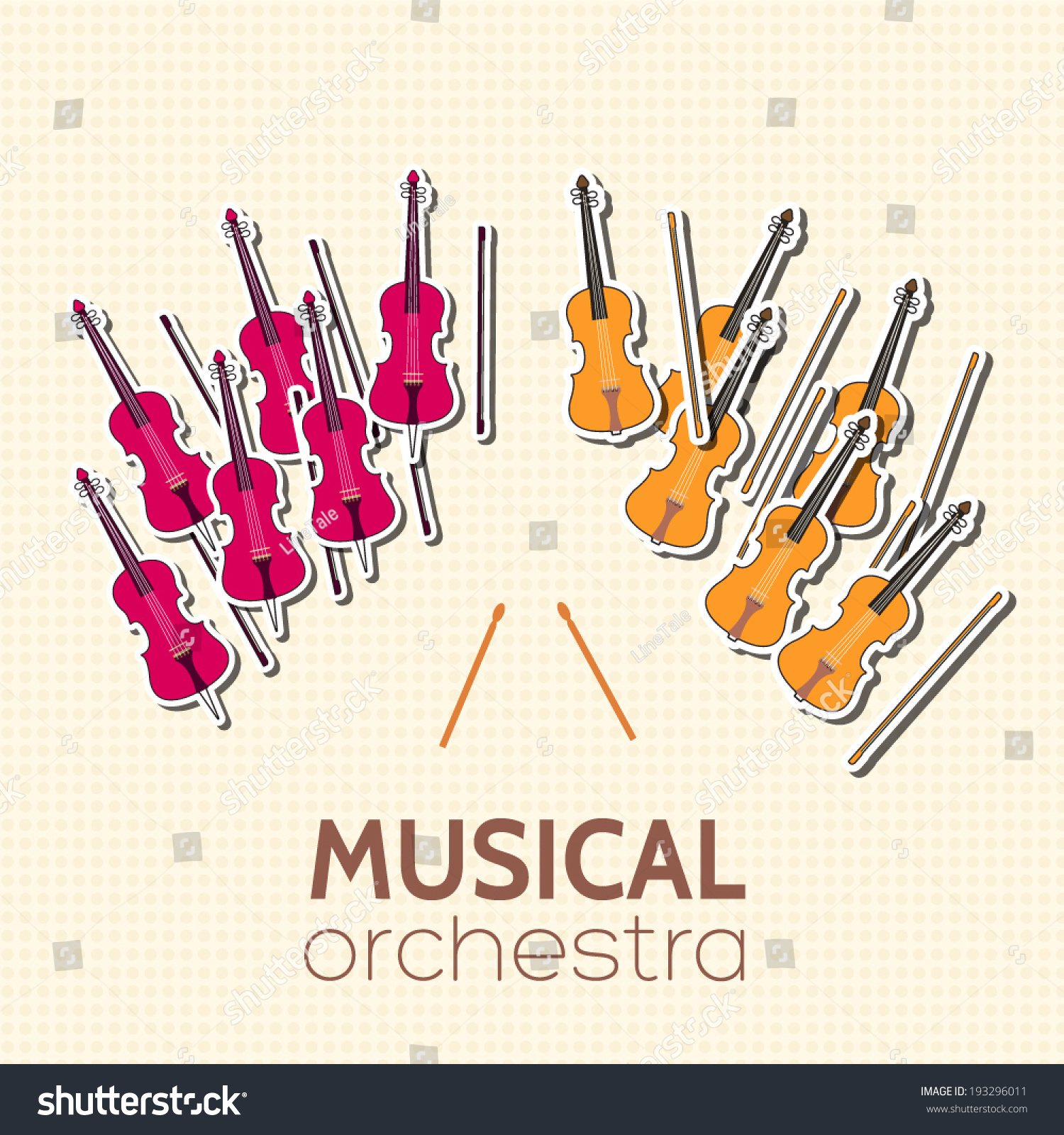 Sticker Music Instruments Orchestra Background Concept Stock Vector ...