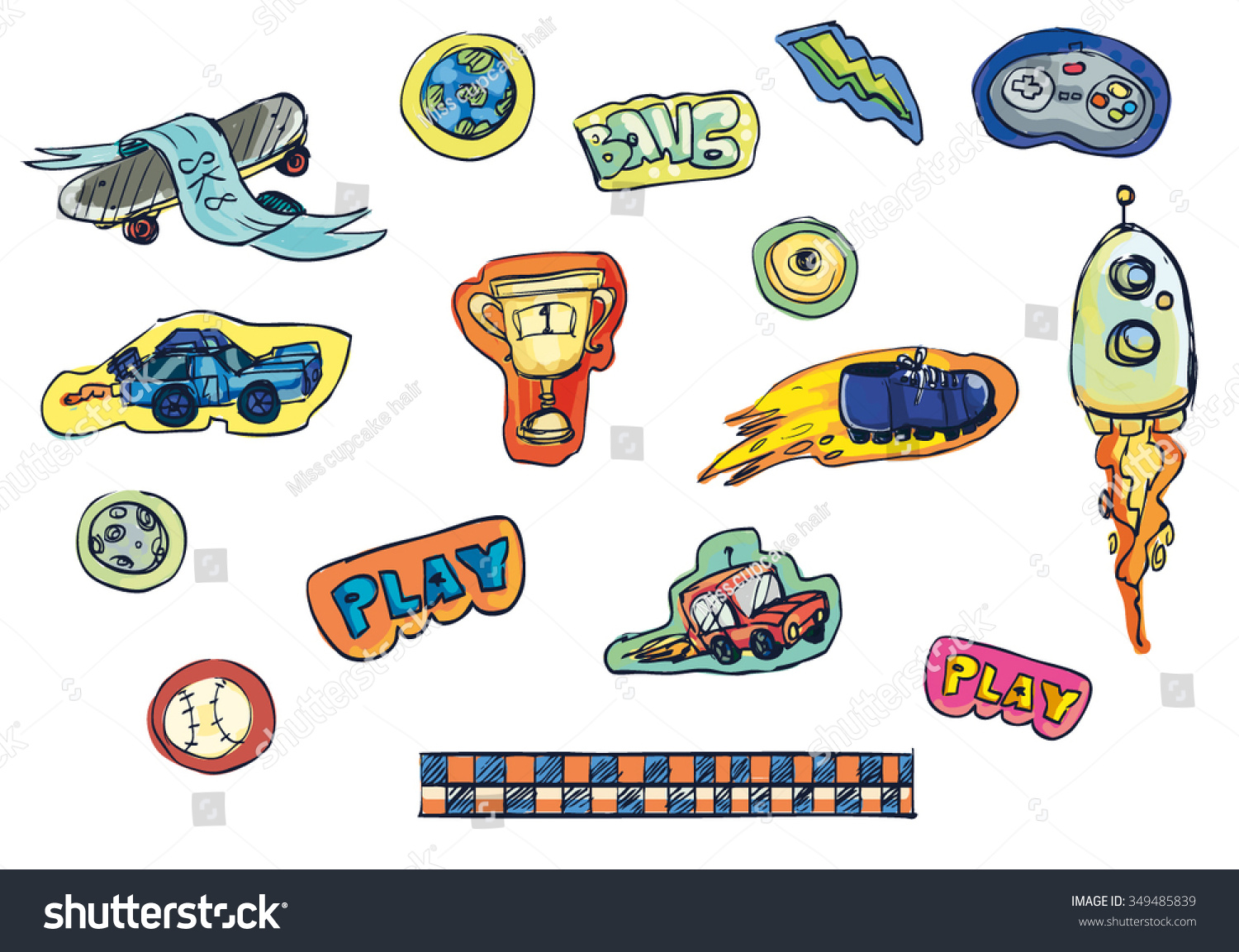 Sticker Set Stock Vector (Royalty Free) 349485839 | Shutterstock