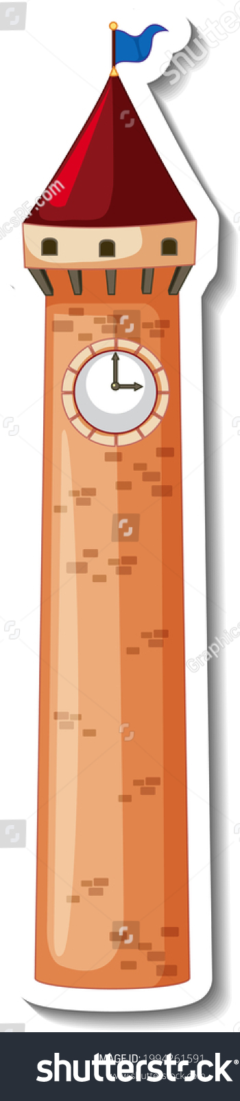 Sticker Template Clock Tower Isolated Illustration Stock Vector ...