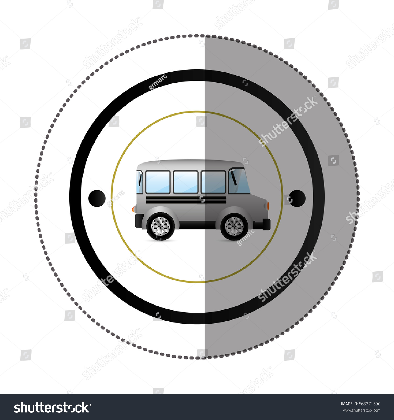 Sticker Circular Shape Colorful Mini Bus Stock Vector (Royalty Free ...