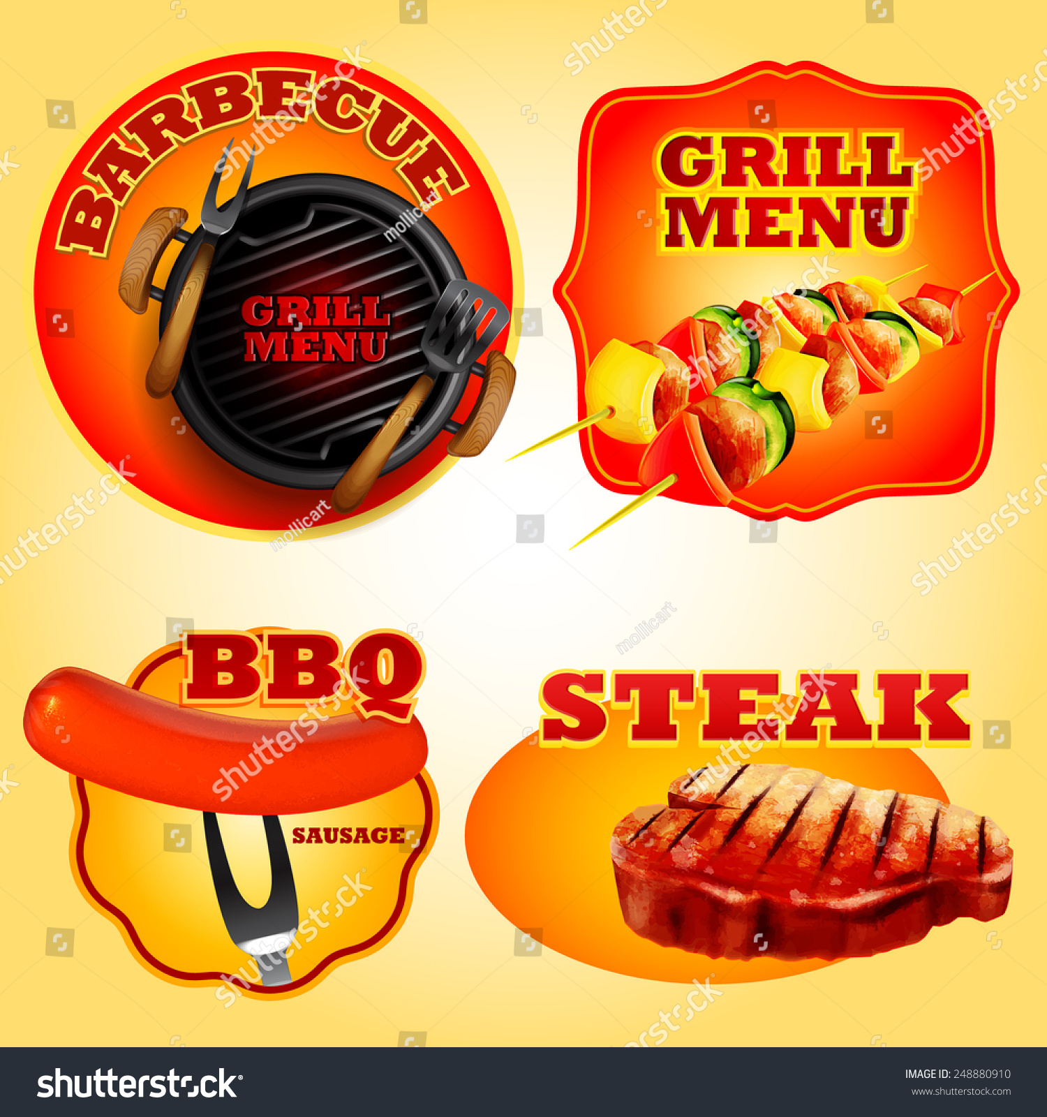 Stickers Grill Menu Stock Vector (Royalty Free) 248880910