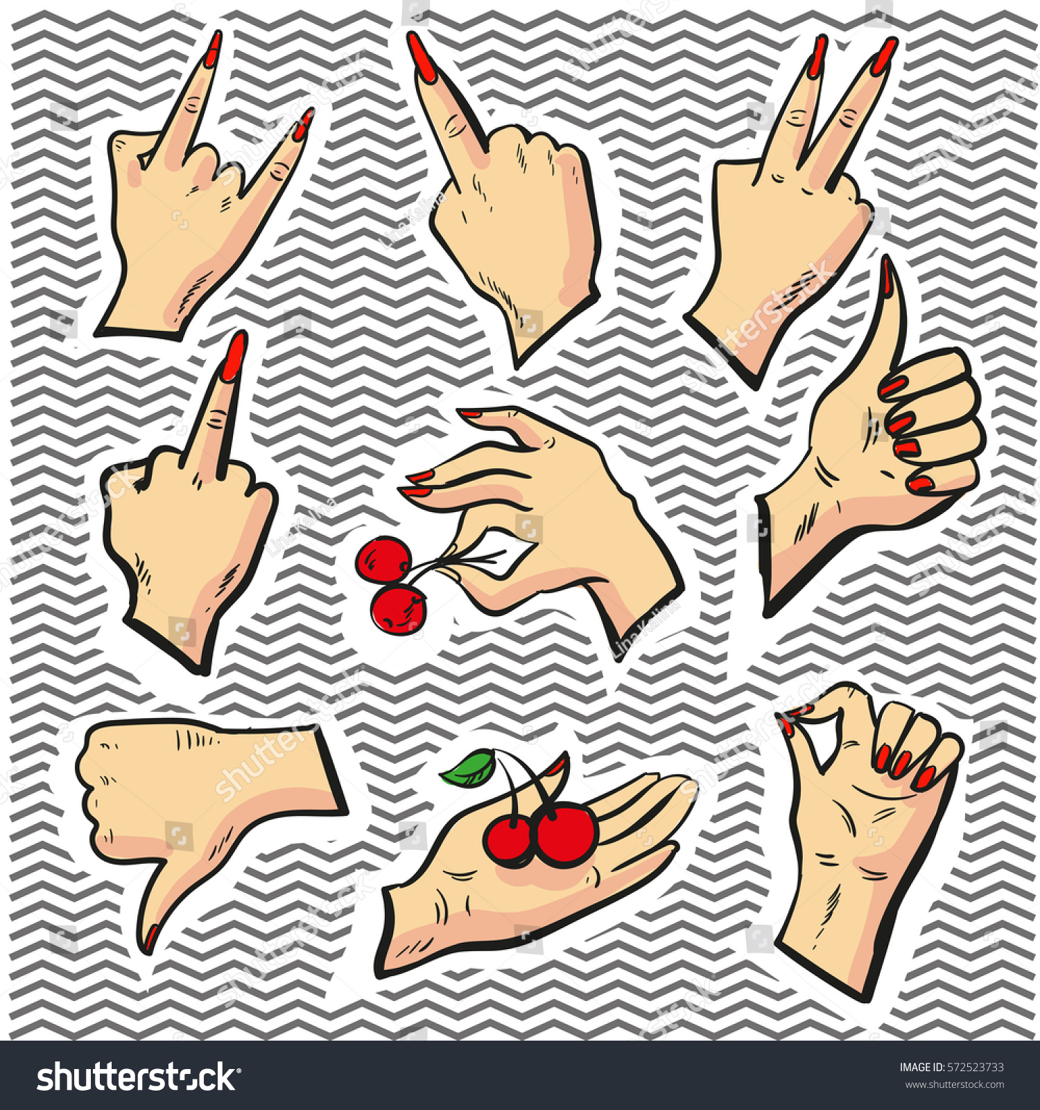 Stickers Human Hand Signs Vector Isolated Stock Vector (Royalty Free ...