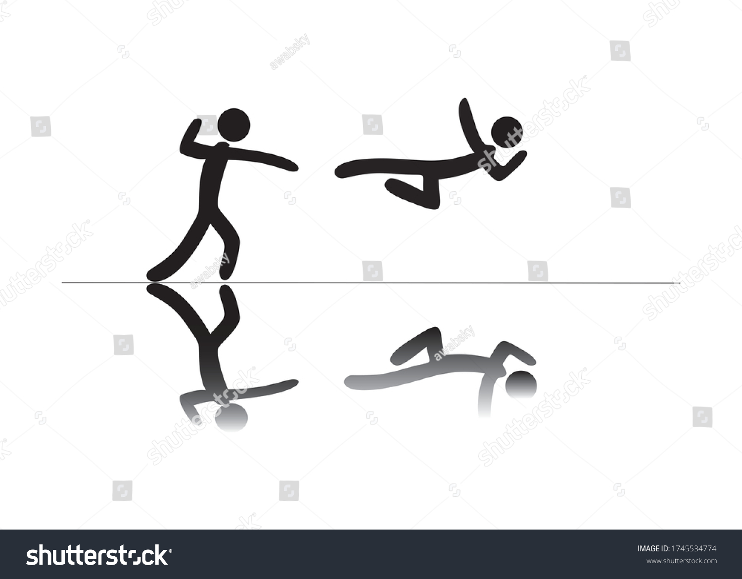 Vektor Stok Stickman Duel Vector Illustration Stick Fighter (Tanpa ...