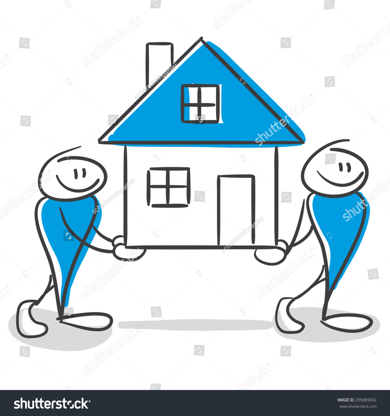 Stickman House: เวกเตอร์สต็อก (ปลอดค่าลิขสิทธิ์) 295089092