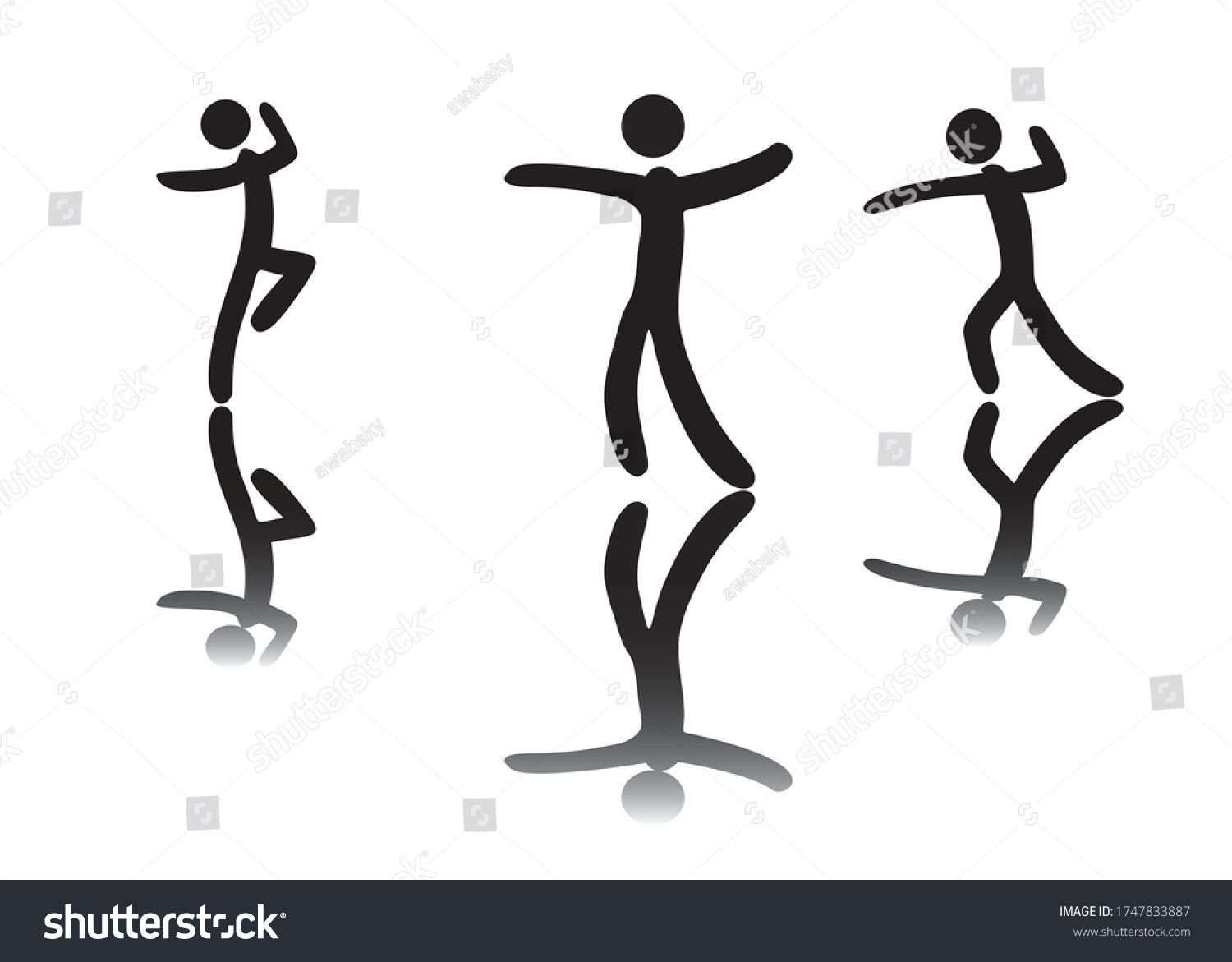 Stickman Icon Vector Illustration Shade Reflection Stock Vector ...