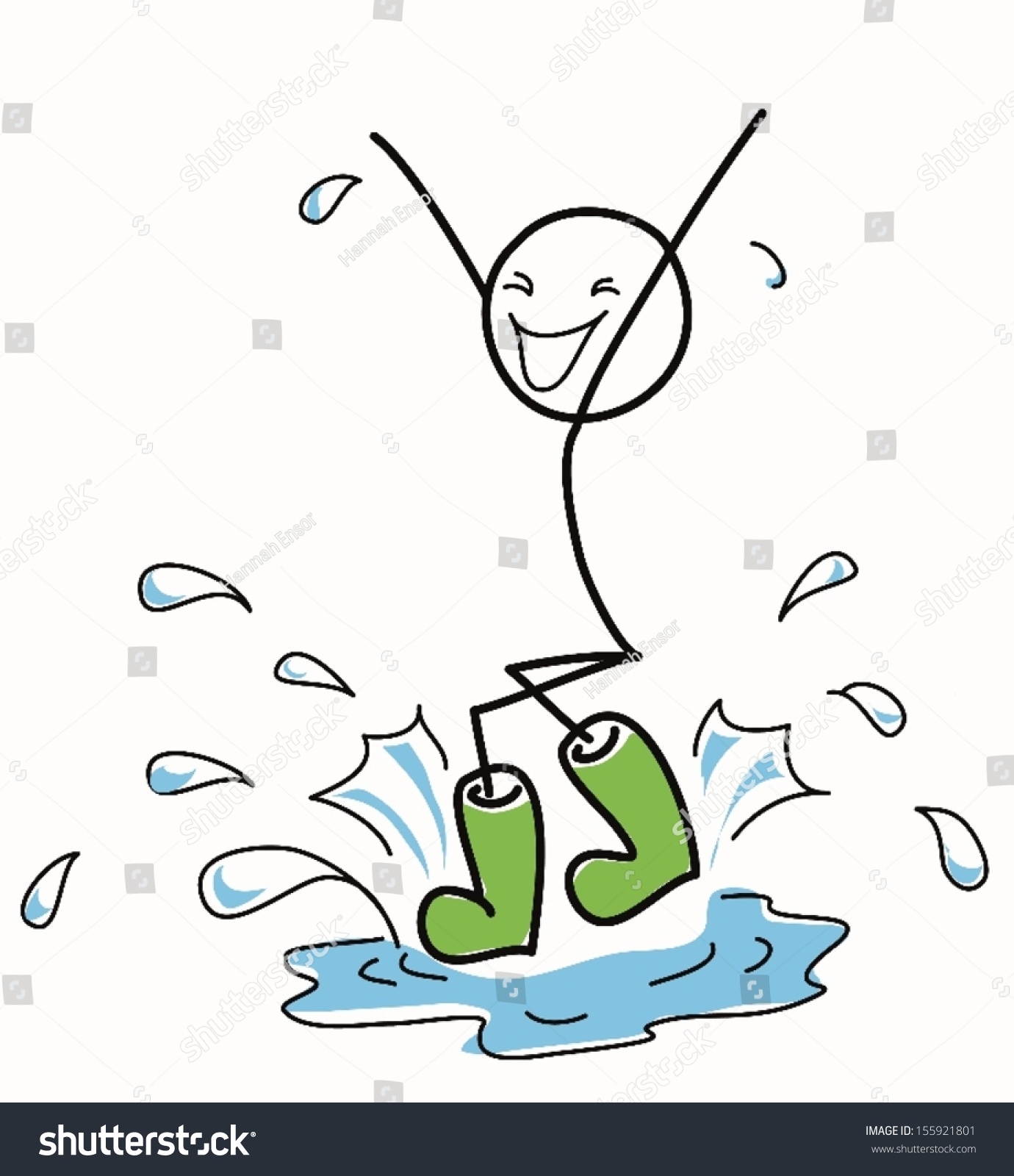 Stickman Jumping Puddle 2 Stock Vector (Royalty Free) 155921801
