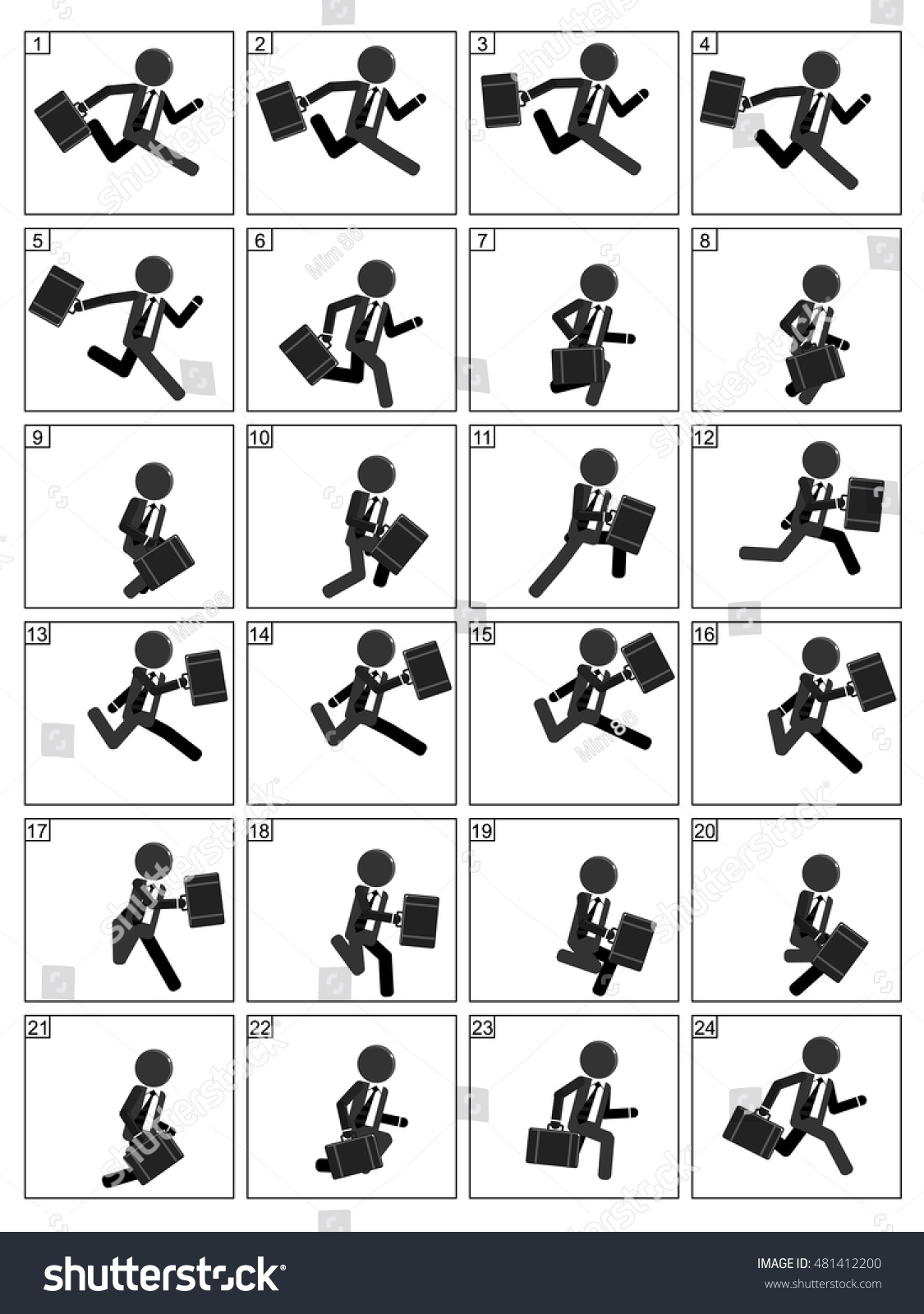 Stickman Run Cycle Animation Sequence Stock Vector (Royalty Free) 481412200