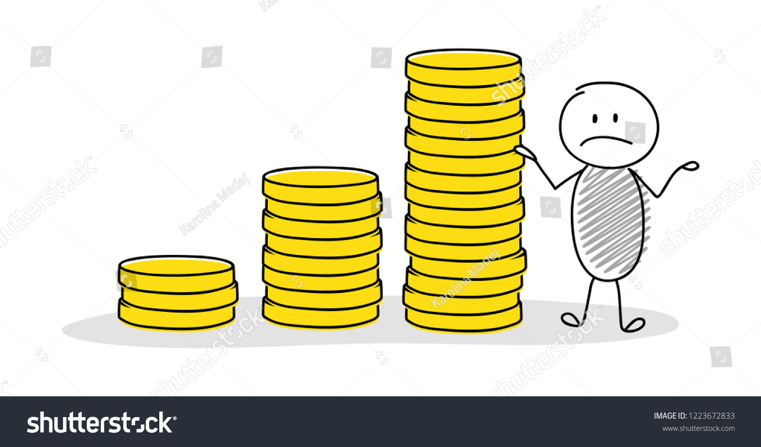 Stickman Showing Chart Coin Stacks Vector: vetor stock (livre de ...