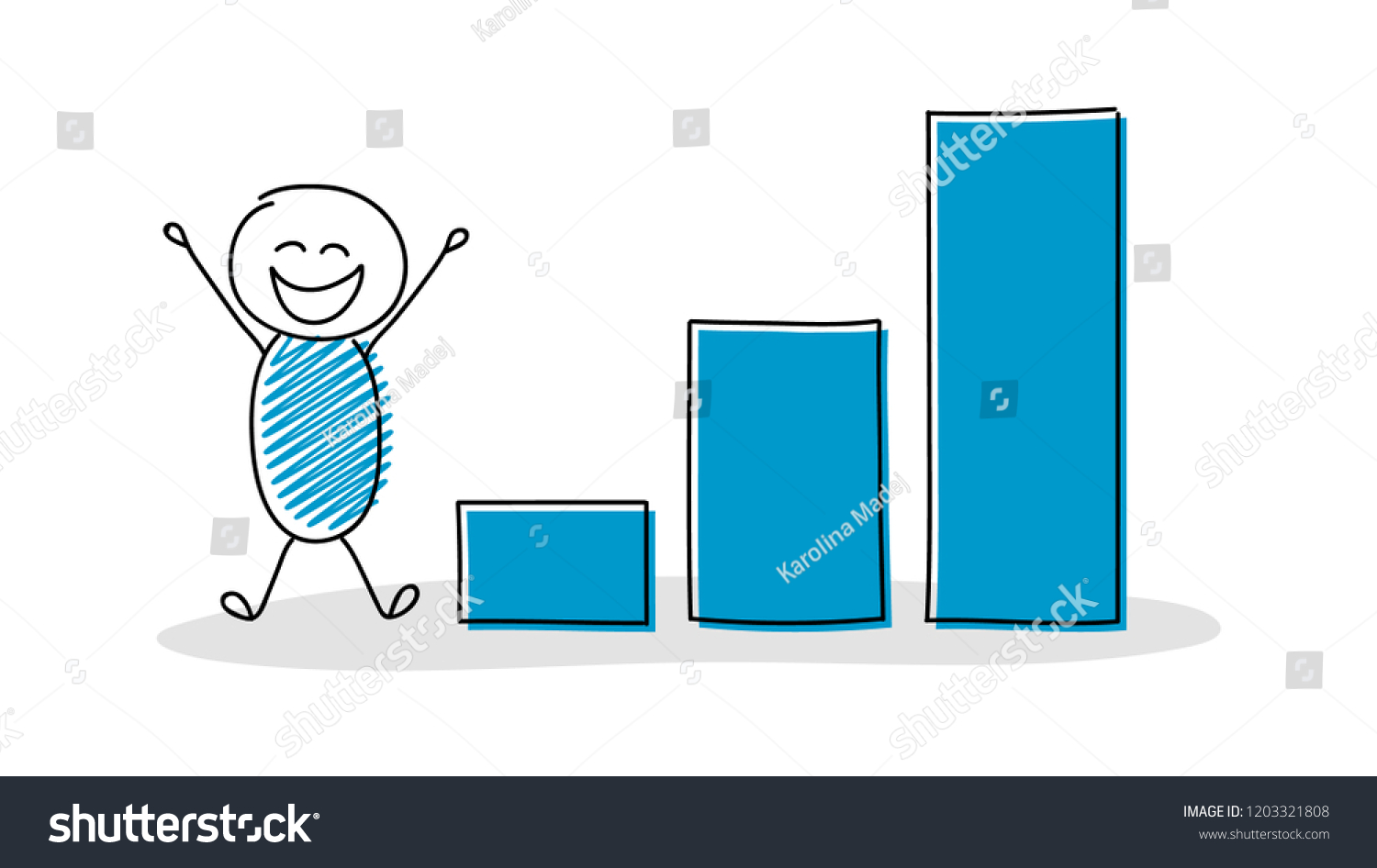 Stickman Showing Chart Columns Vector 스톡 벡터(로열티 프리) 1203321808 ...