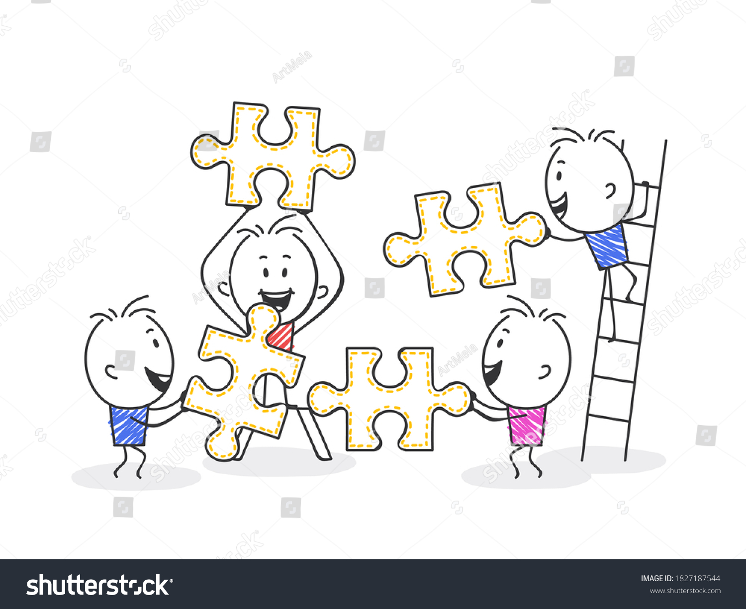 Stickman Team Work Helping Each Other: เวกเตอร์สต็อก (ปลอดค่าลิขสิทธิ์ ...