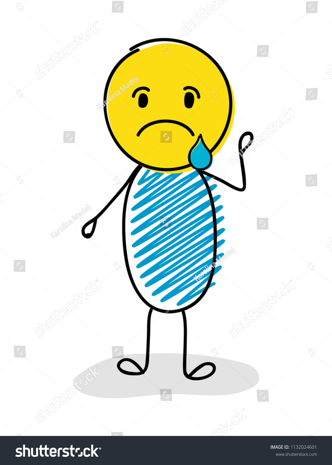 Stickman Sad Emoji Vector Stock Vector (Royalty Free) 1132024601